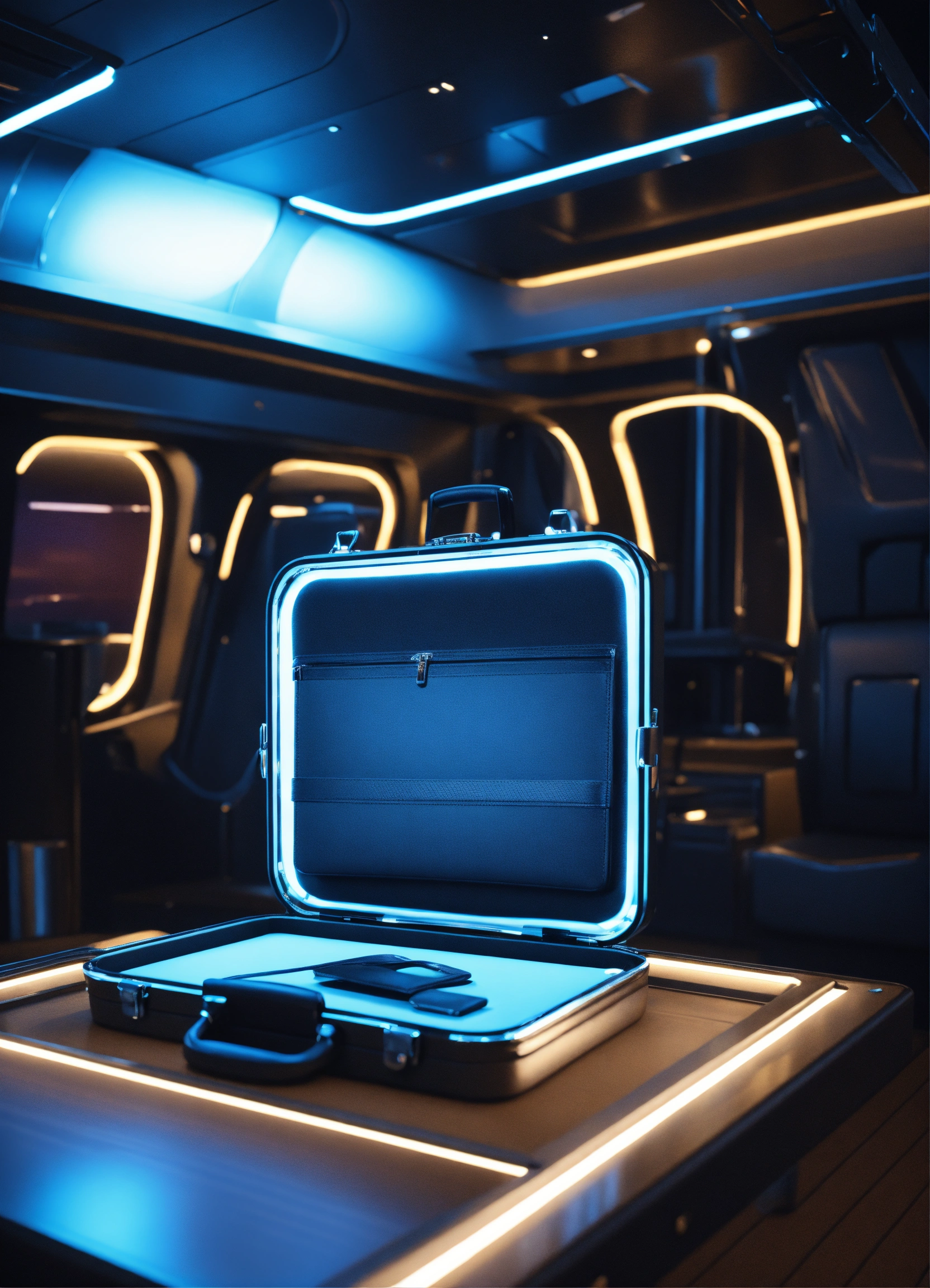 Lexica - VIew of a empty hi tech titanium security briefcase open on a ...