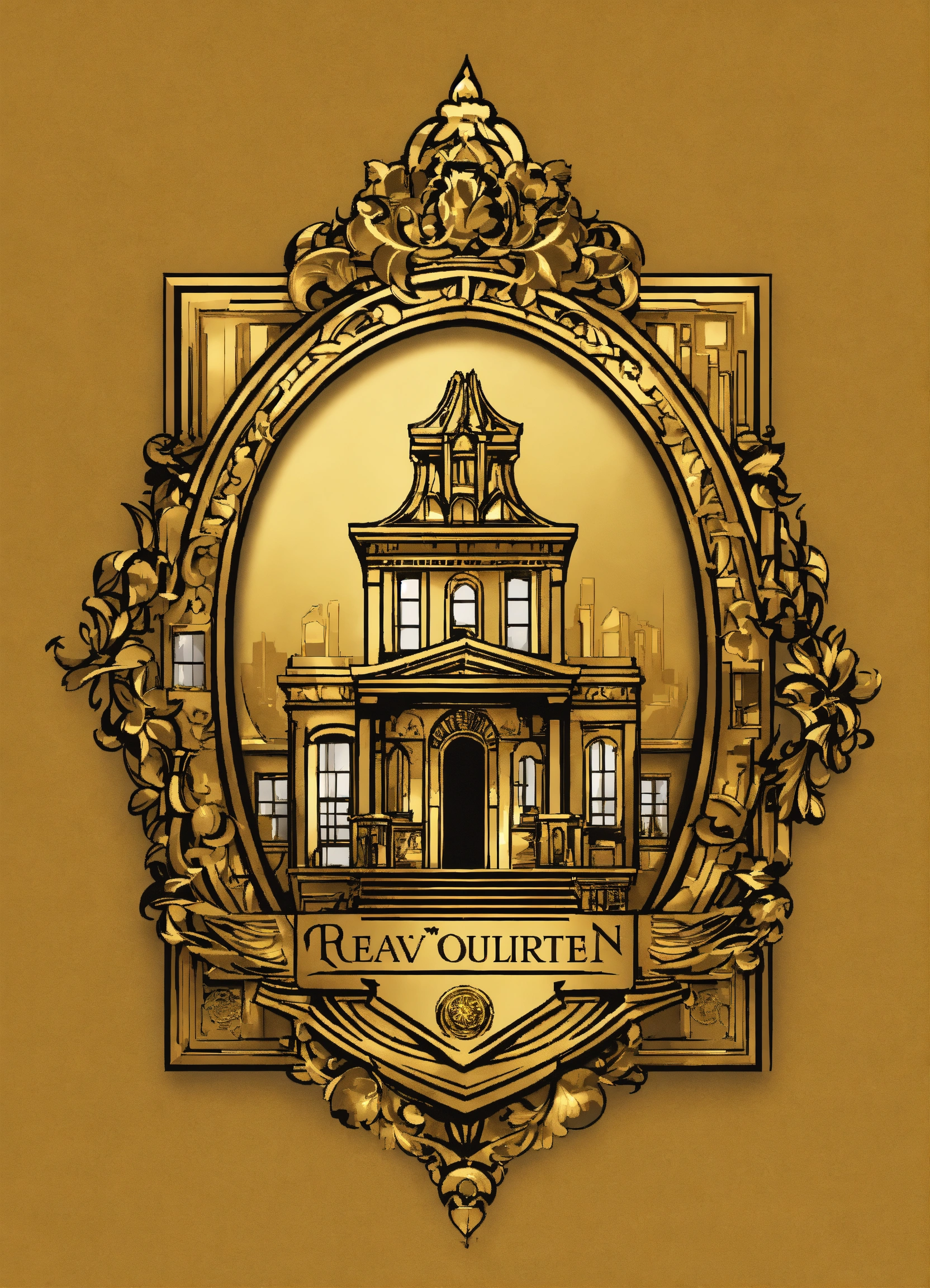 Lexica - An opulent real estate logo showcases a gold-rendered estate ...