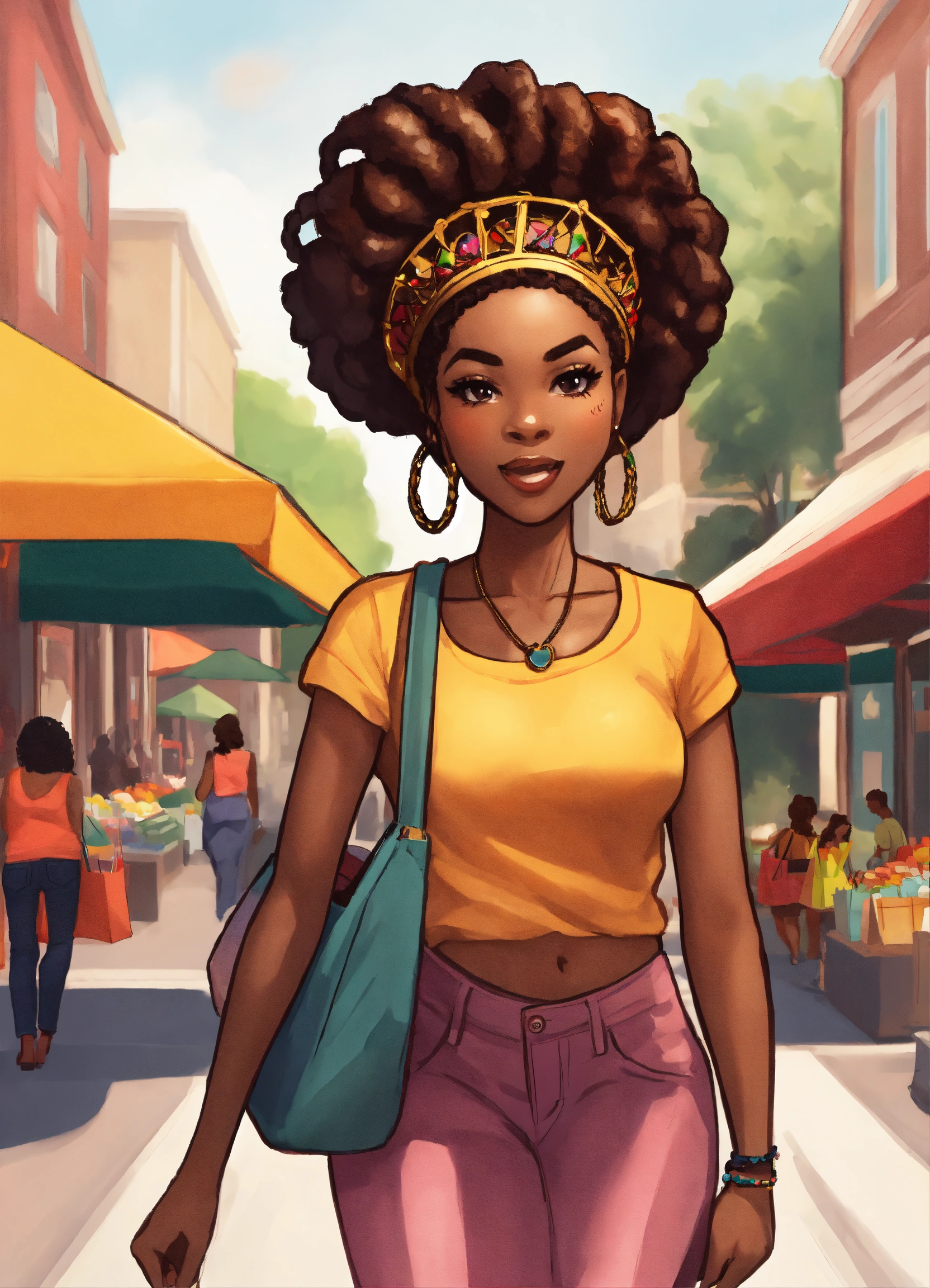 Lexica - Digital Illustration of a sassy Chibi African American woman ...