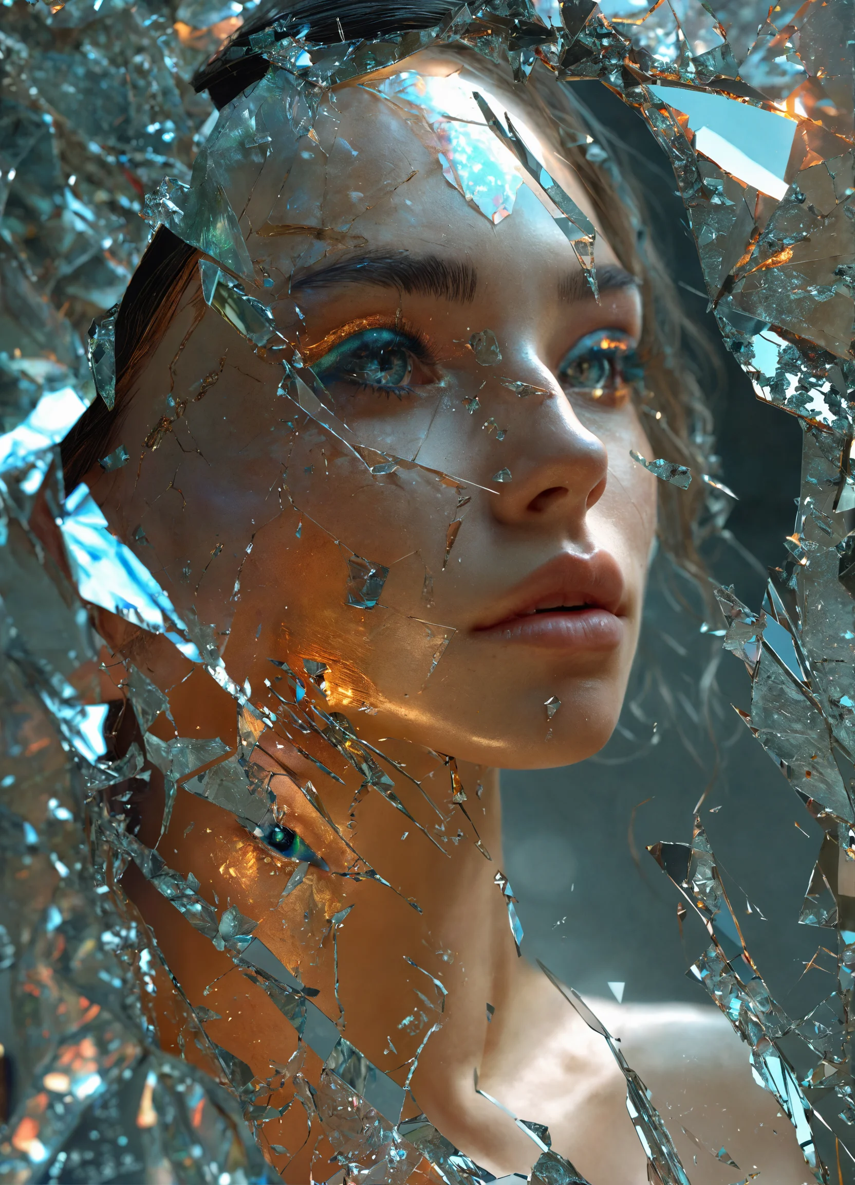 Lexica - "fantasy goddess of mirrors", reflective, shatter, crash ...