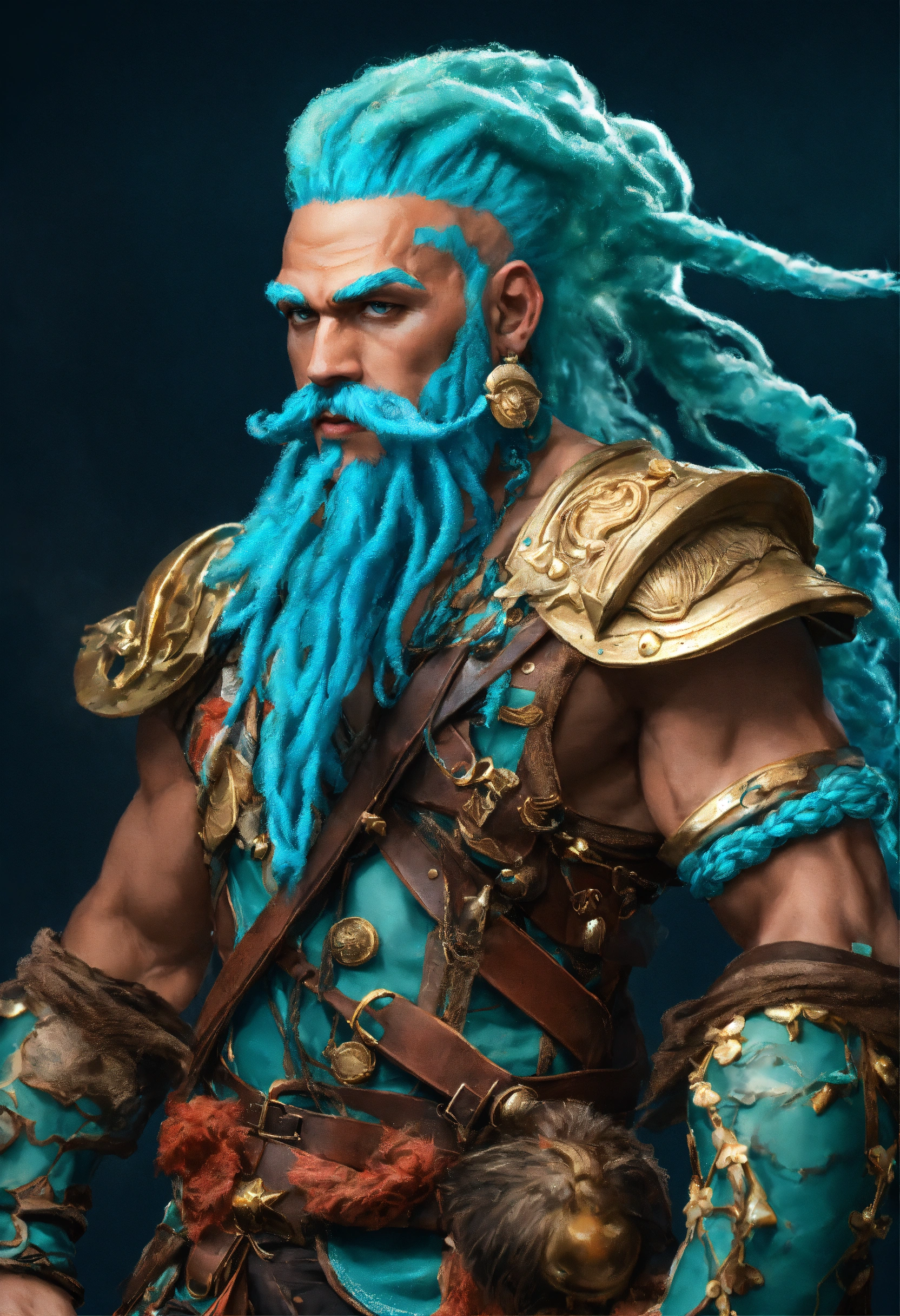 Lexica - A buff muscular Blue skinned Triton pirate . He wears coral ...