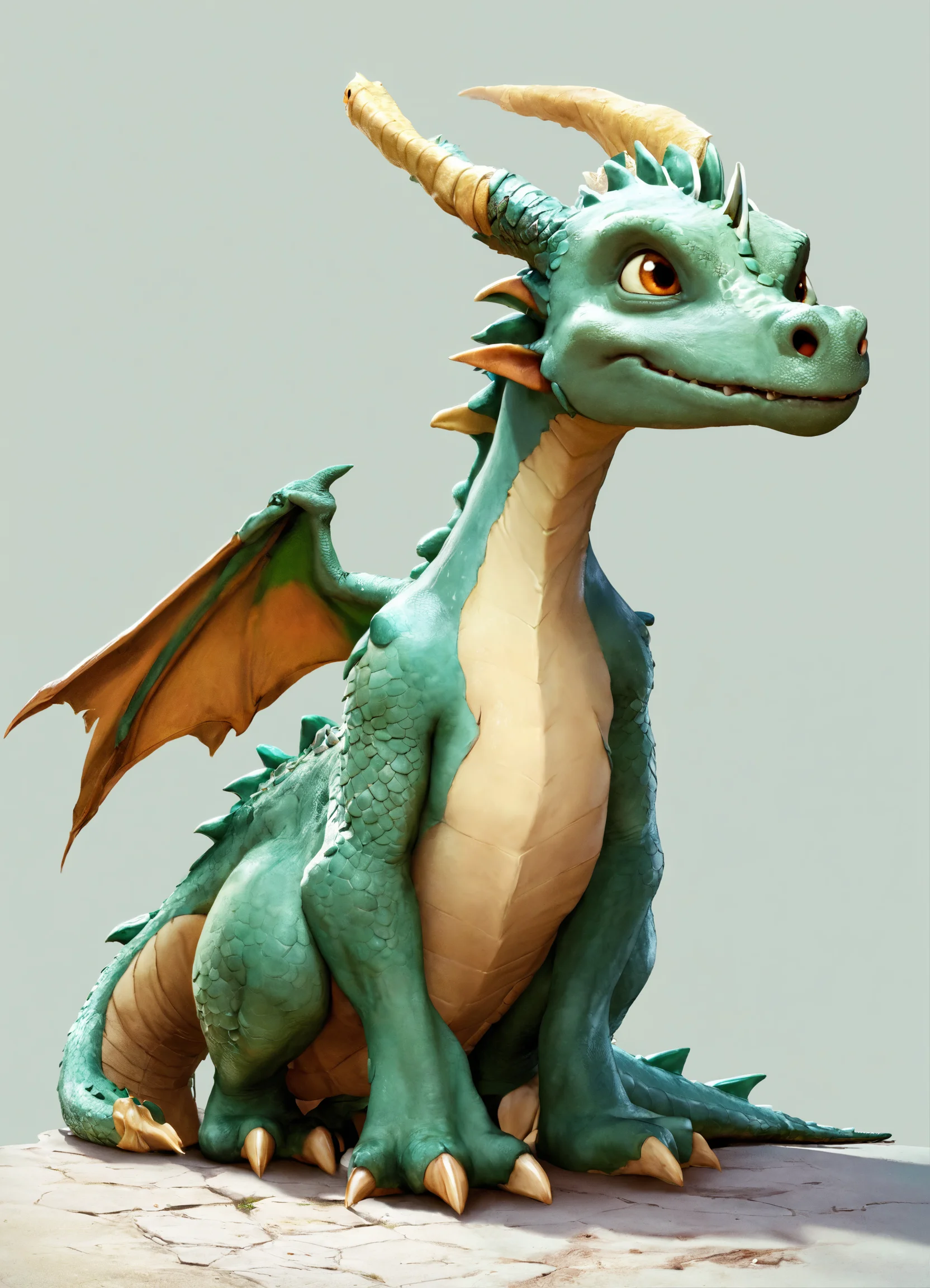 Lexica - A kind dragon, FULL BODY, CARTOON LOOK, LOOKING SAD