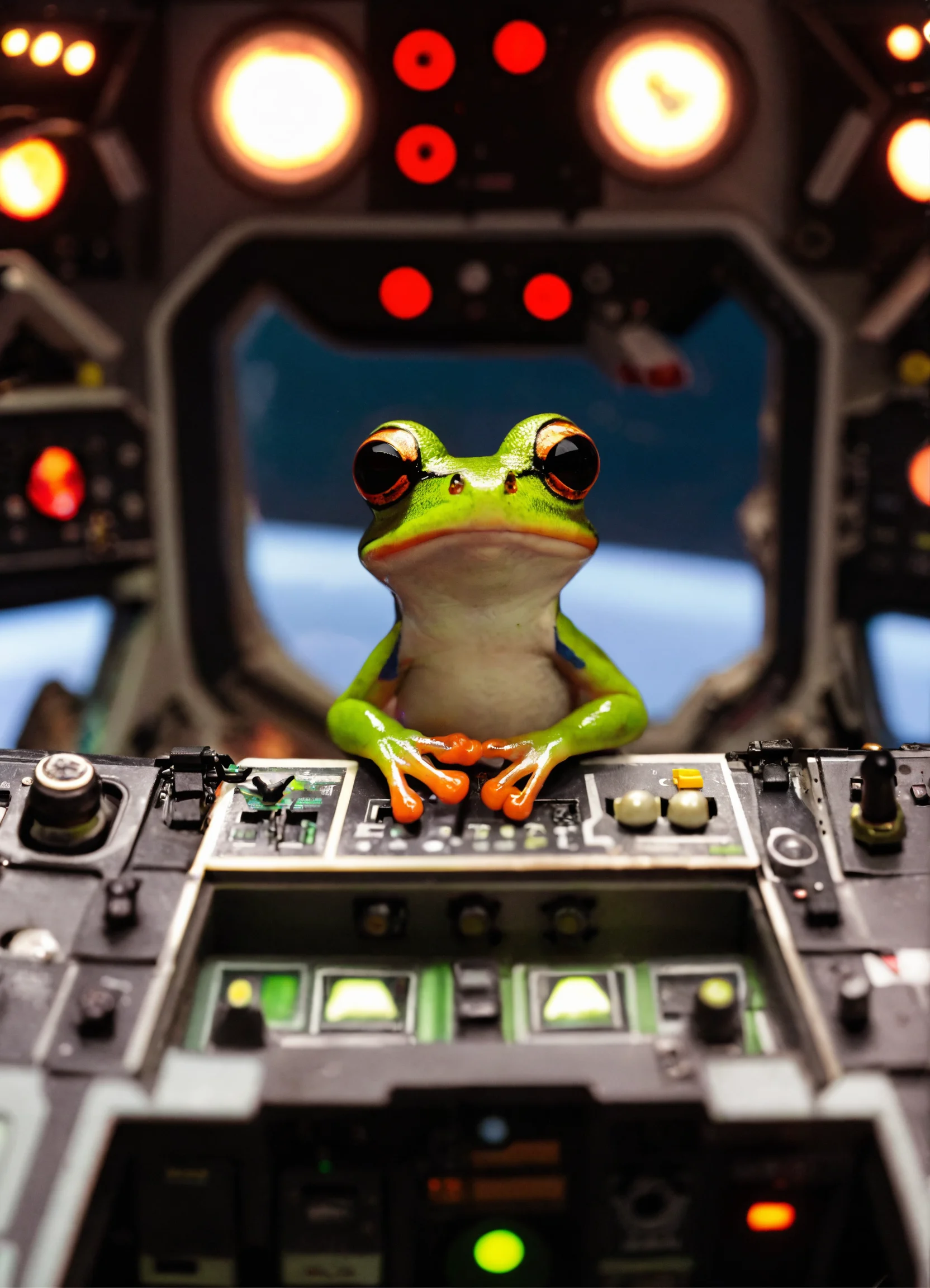 Lexica - A cute and tiny frog commander inside the Space Shuttle's ...
