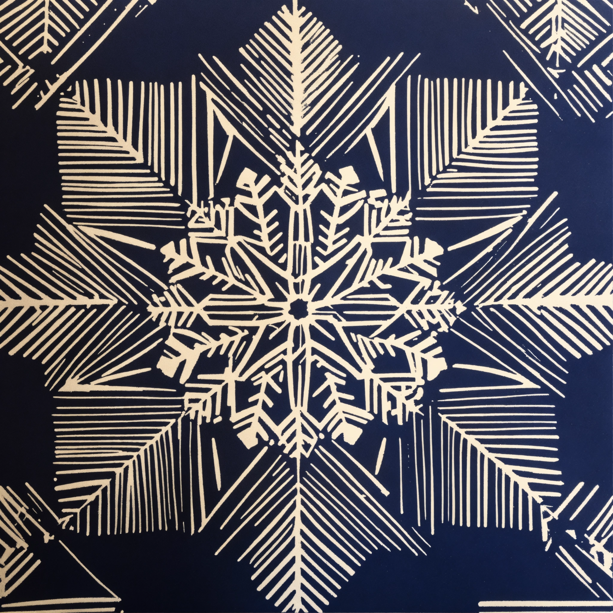 Lexica - Linocut design of a snowflake, simple, clean lines, close-up