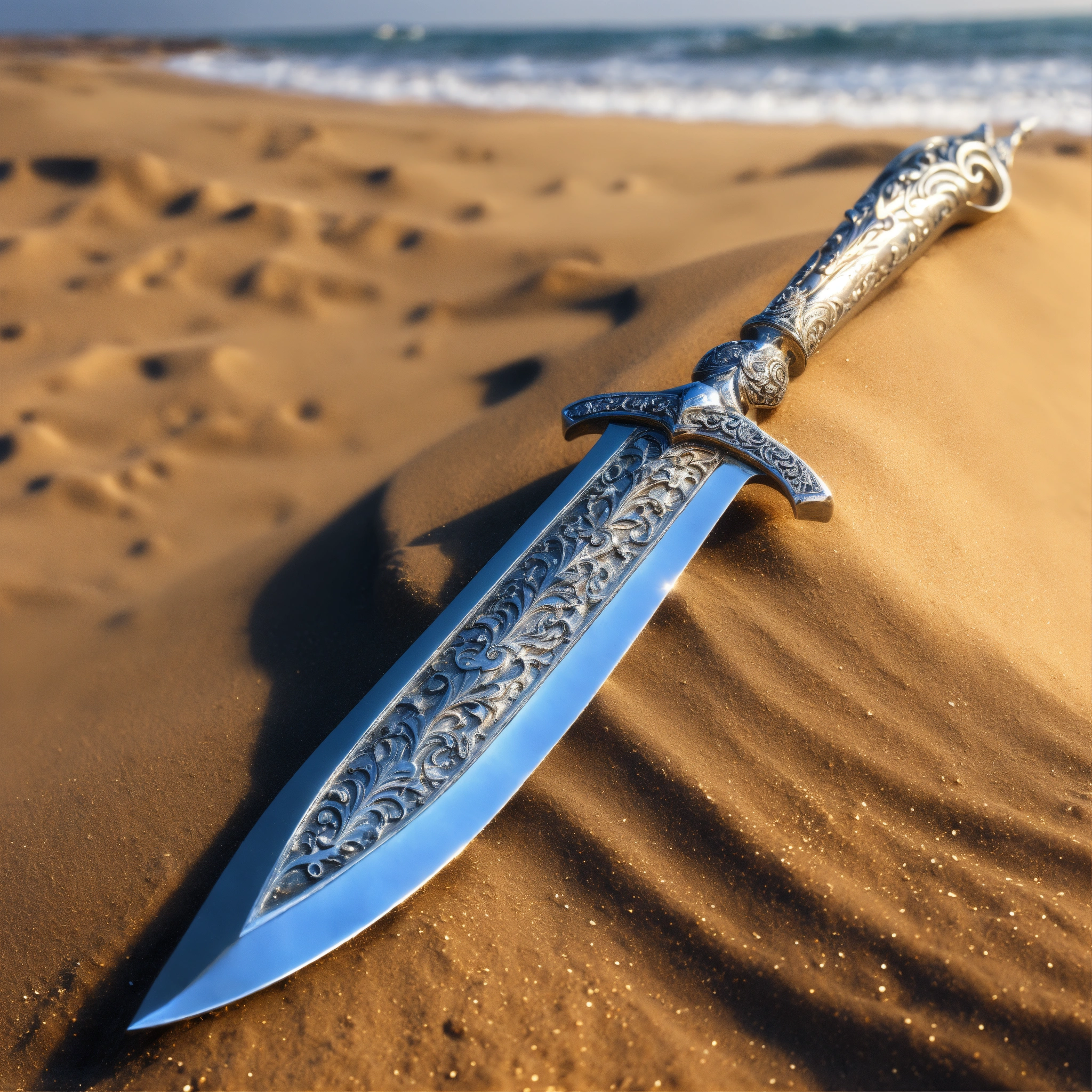 Lexica - 8k, picture of a narrow and delicate wavy curved dagger made ...