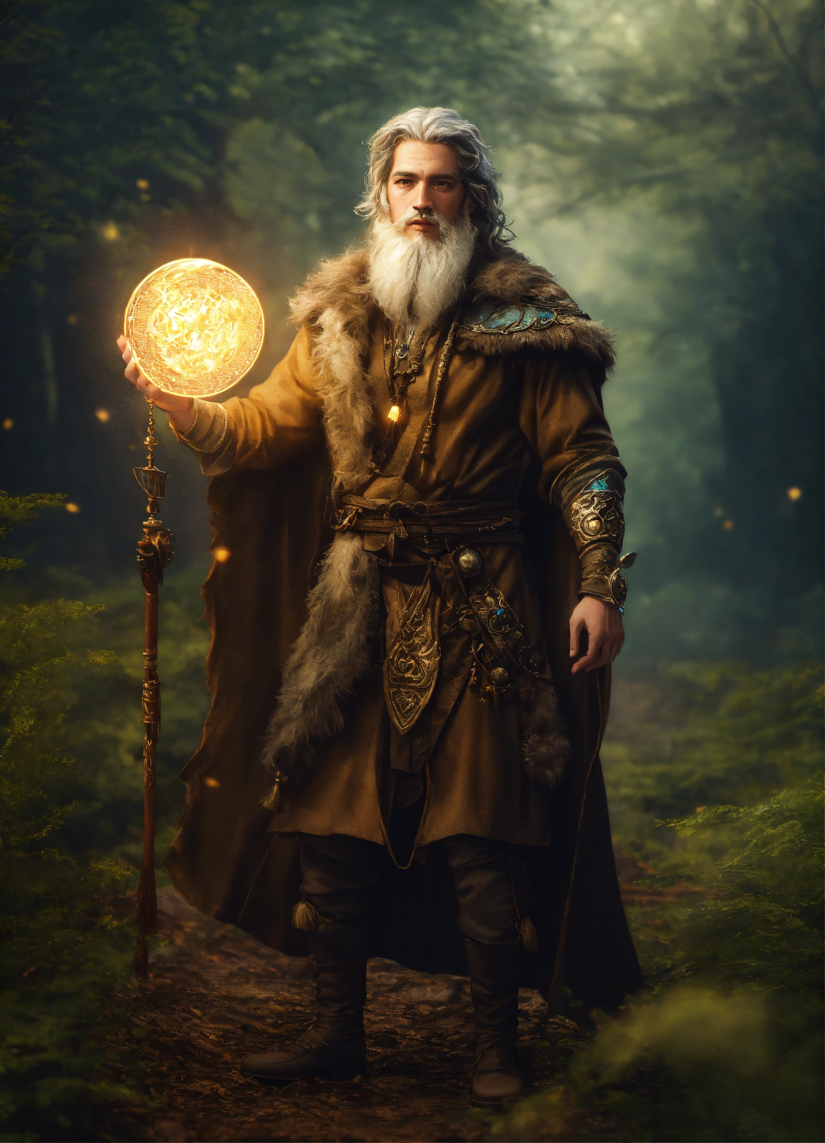 Lexica - A realistic full body portrait of a male druid, nature magic ...