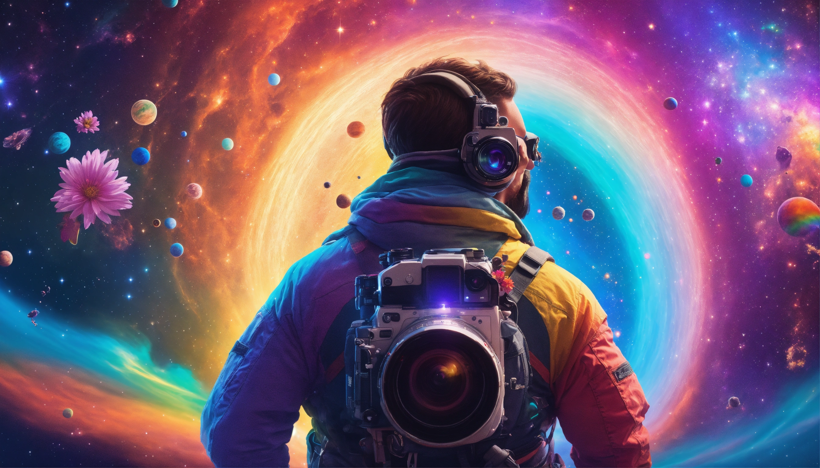 Lexica - Digital painting of an photographer with a camera in space ...
