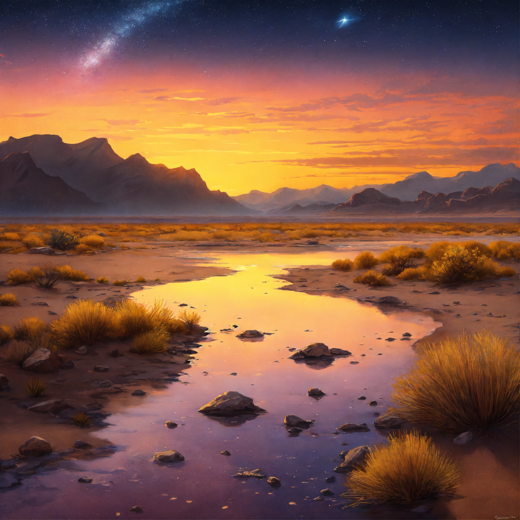 Lexica - A wallpaper painting of a barren desert landscape with a ...