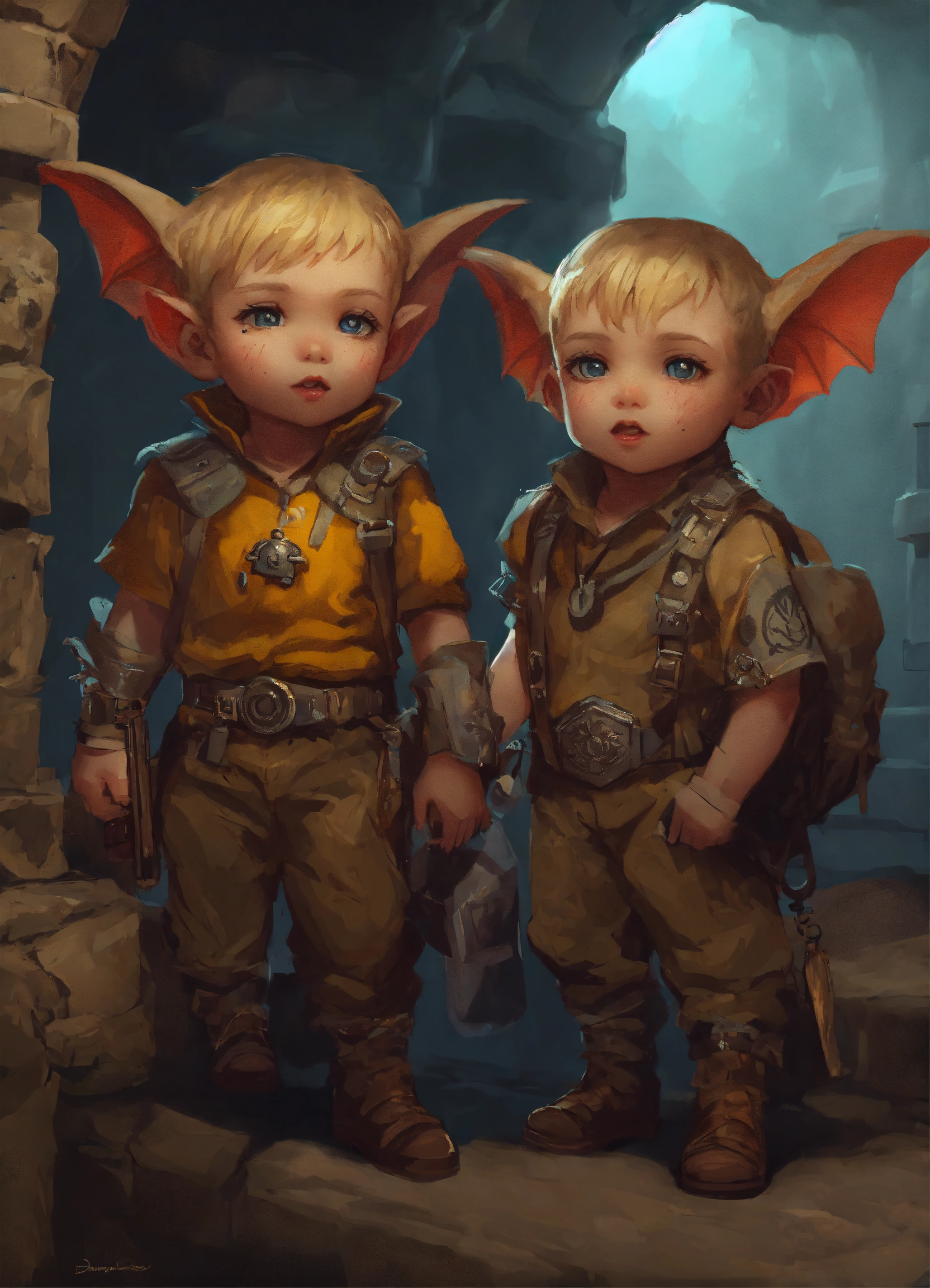Lexica - Cute gargoyle toddlers, dnds, with diamond pupils, underground ...