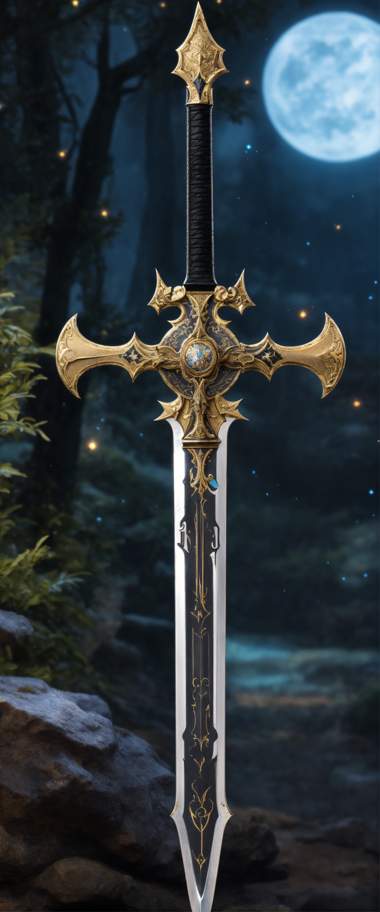 Lexica - Titanium celestial force mythical black sword artifact