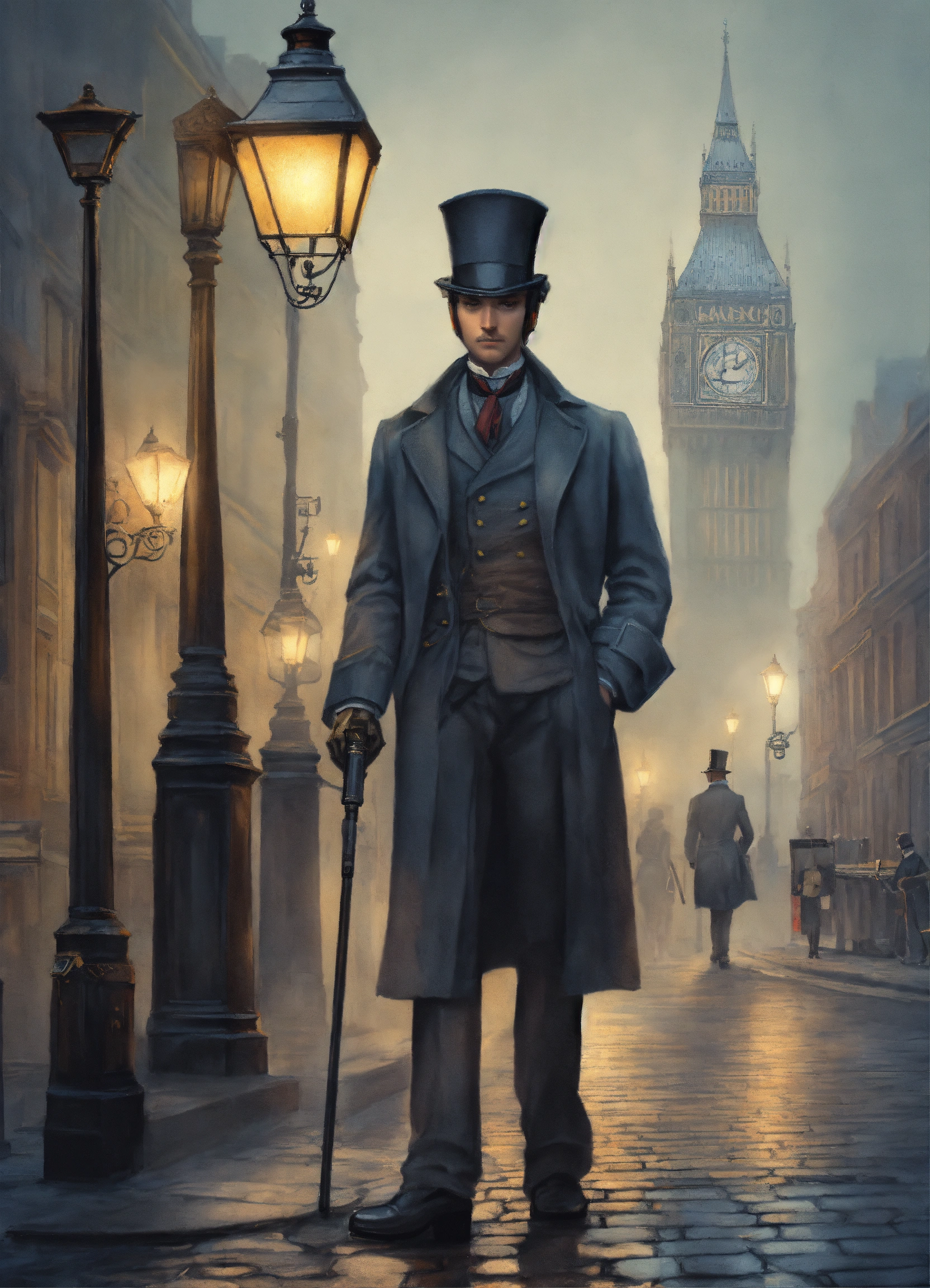 Lexica - Victorian robot android detective, foggy London streets, gas ...