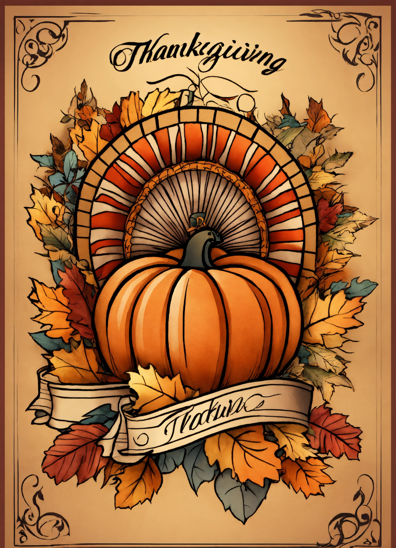 Lexica - Tattoo style image thanksgiving
