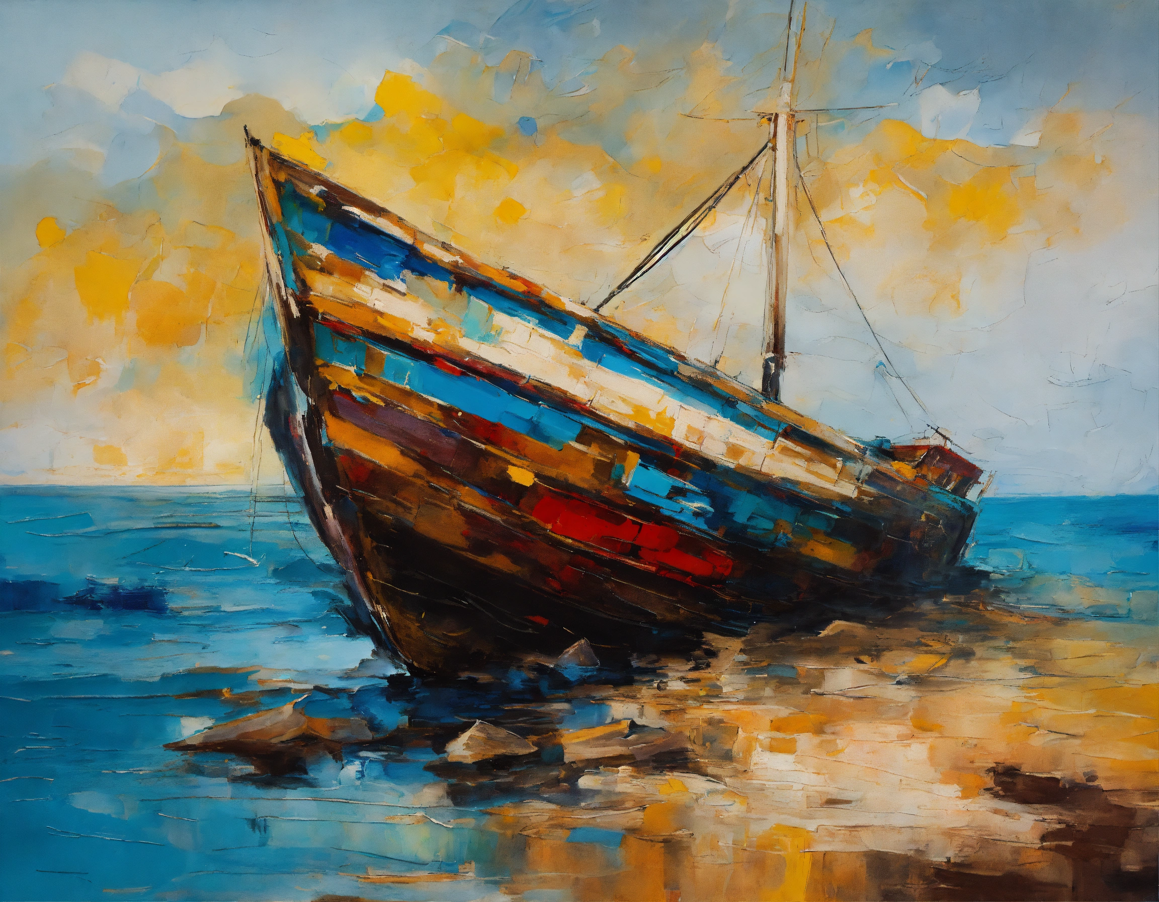 Lexica - Painting in the style of abstract expressionism with the sea ...