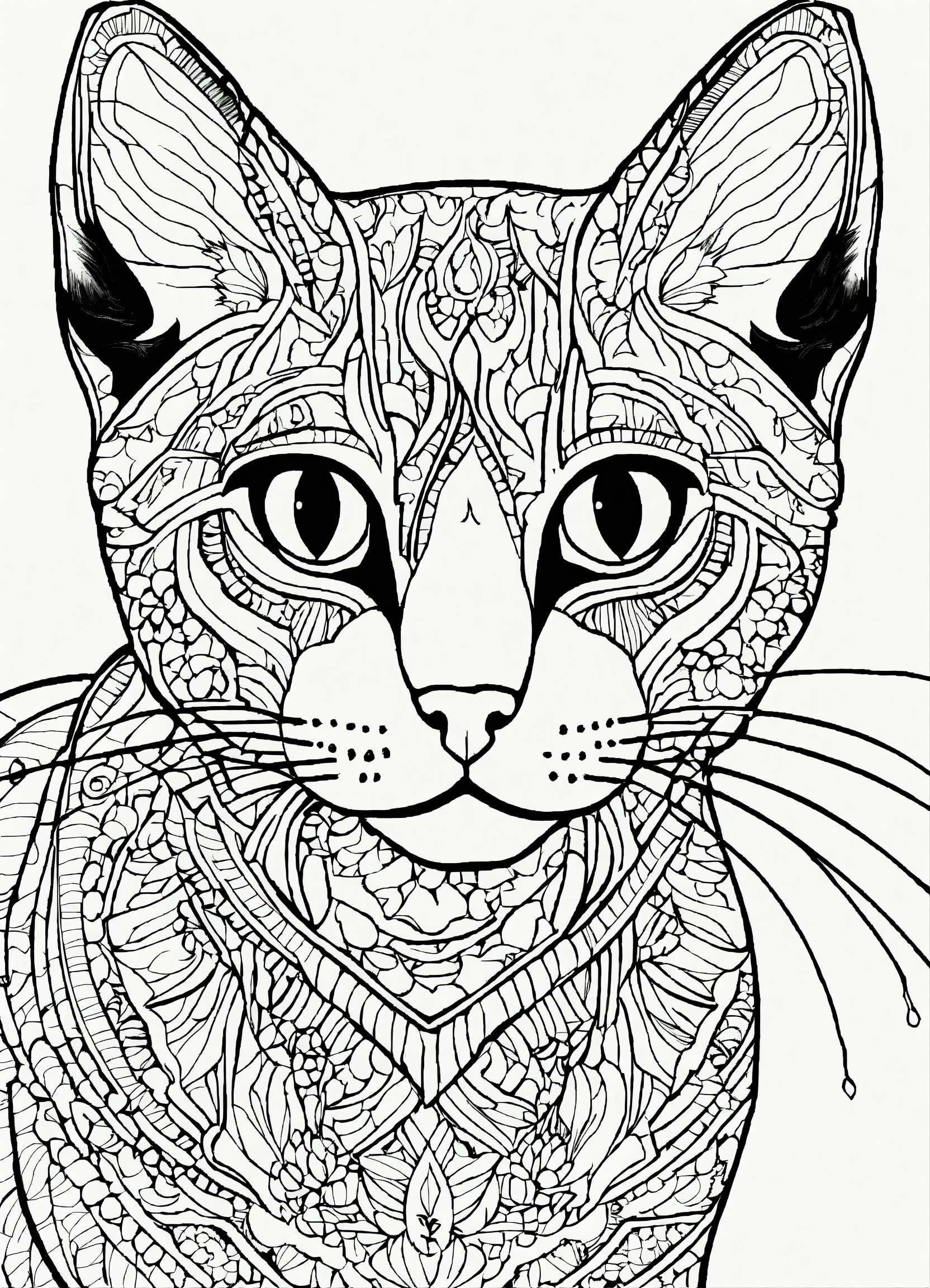 Lexica - Coloring page for adults, bold lines, dark lines, mandala ...