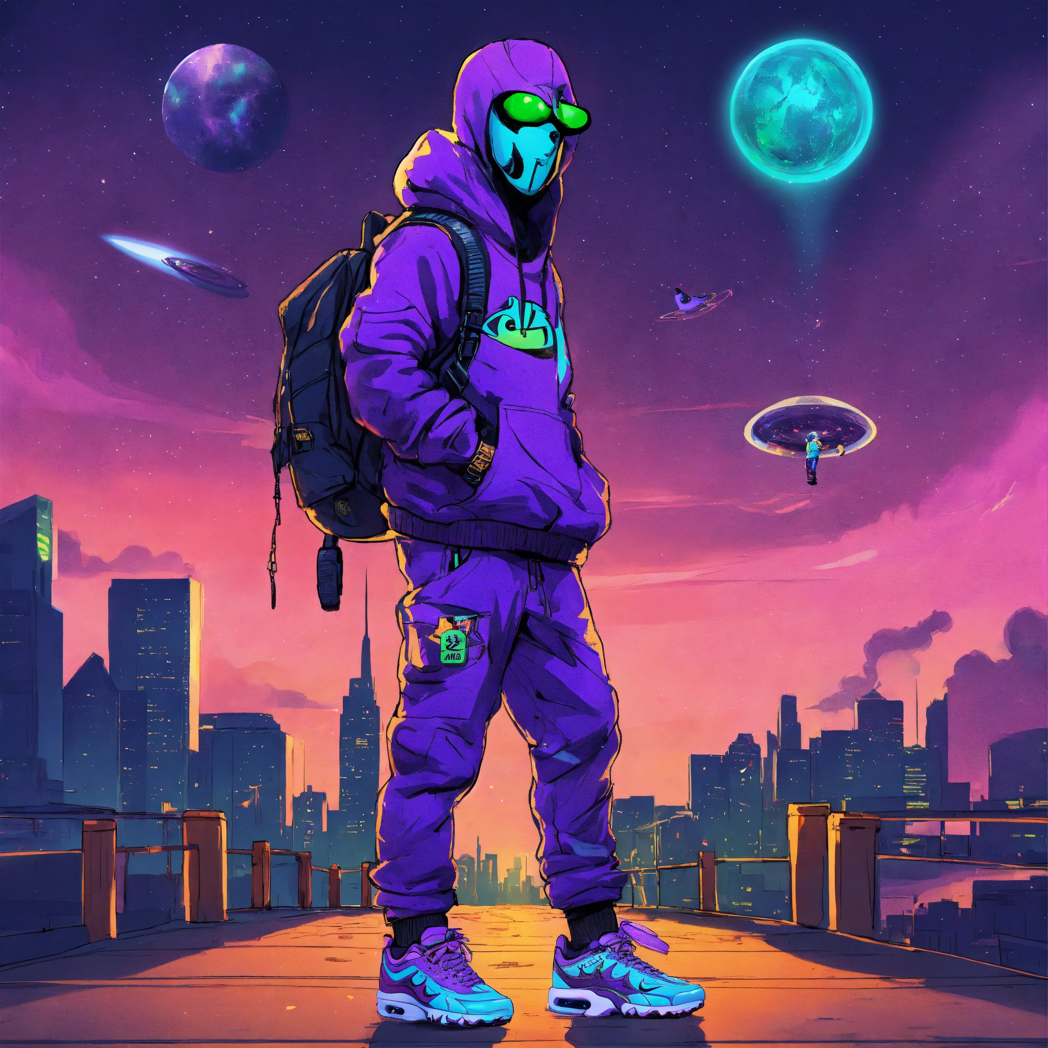 Lexica - Criminal, alien face, jogging pants, nike airmax plus, pistol ...