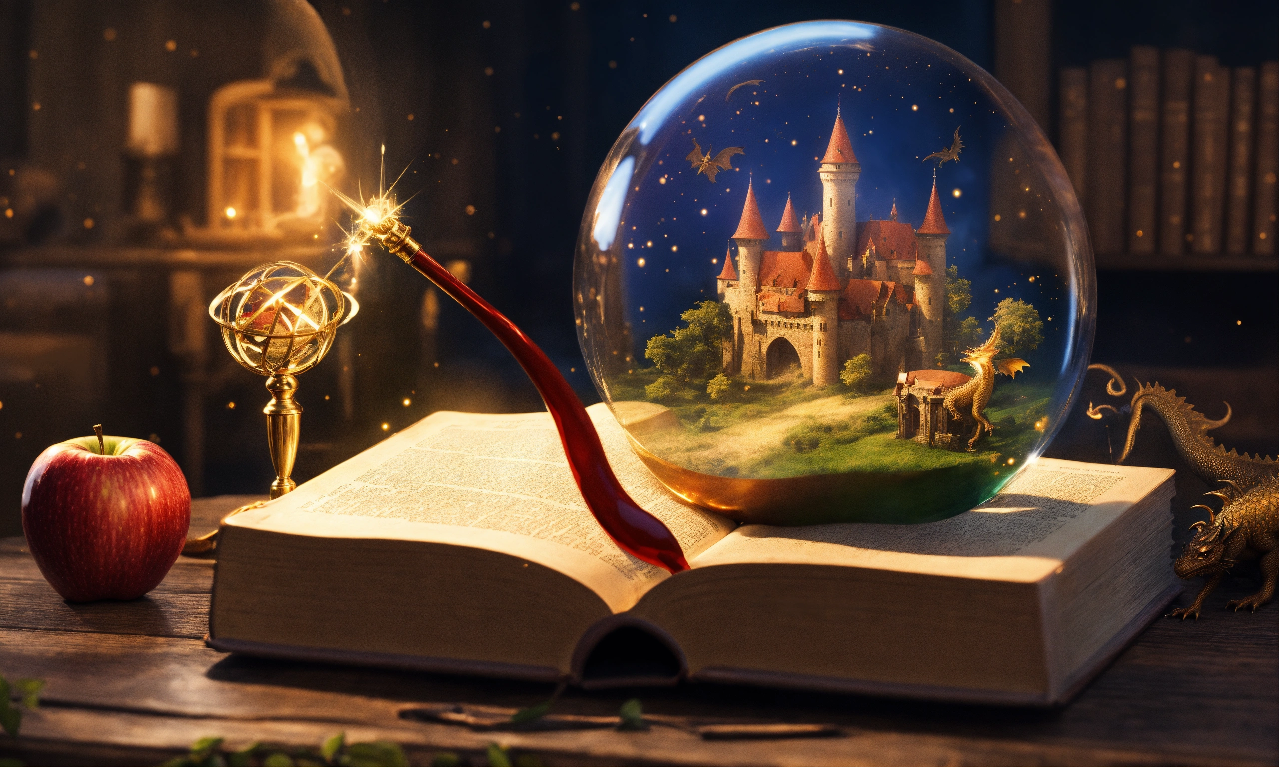 Lexica - A fancy magic book from which magic bursts into the world, a ...