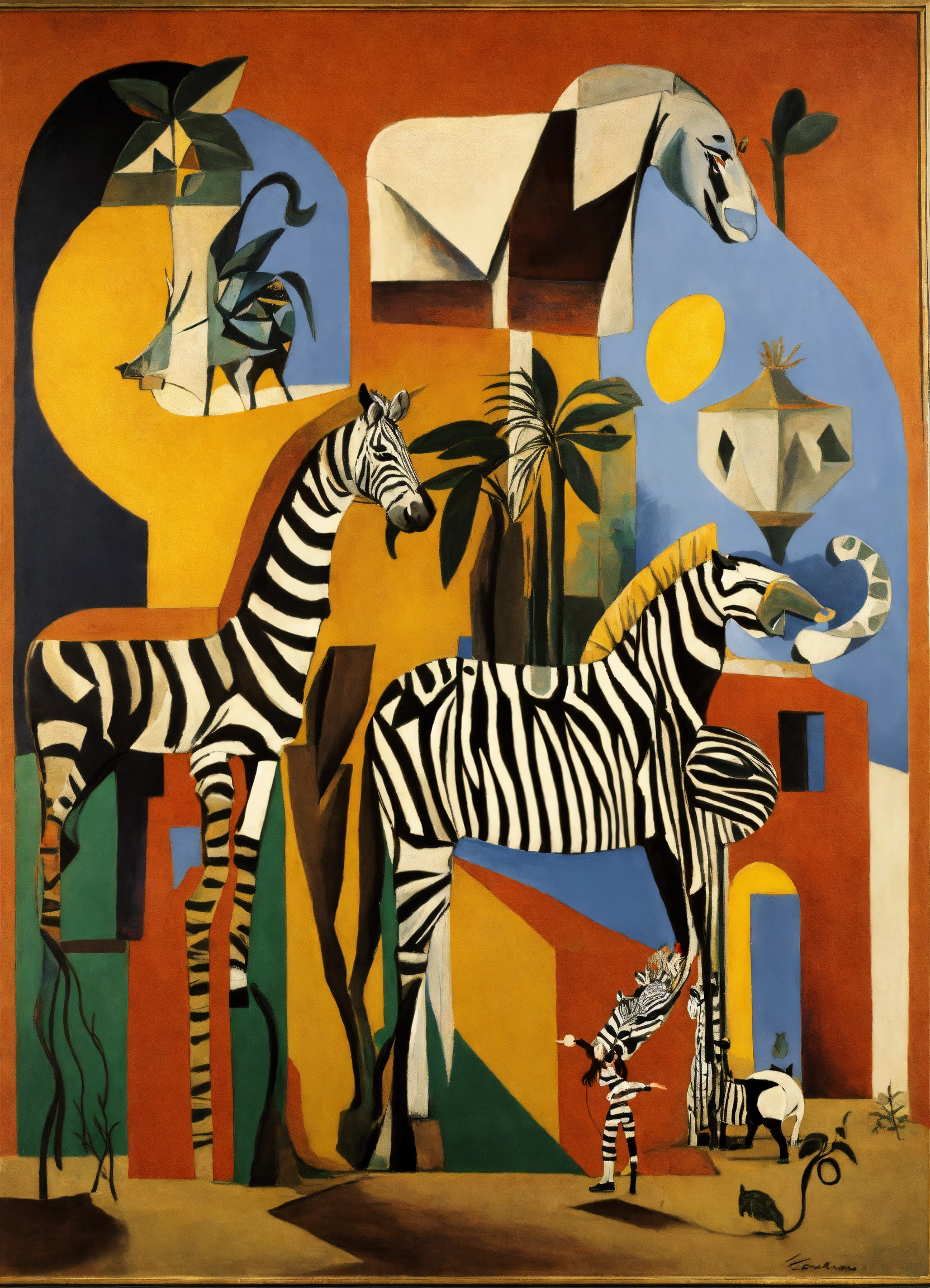 Lexica - Pablo Picasso painting Surreal animals like zebras, panther ...