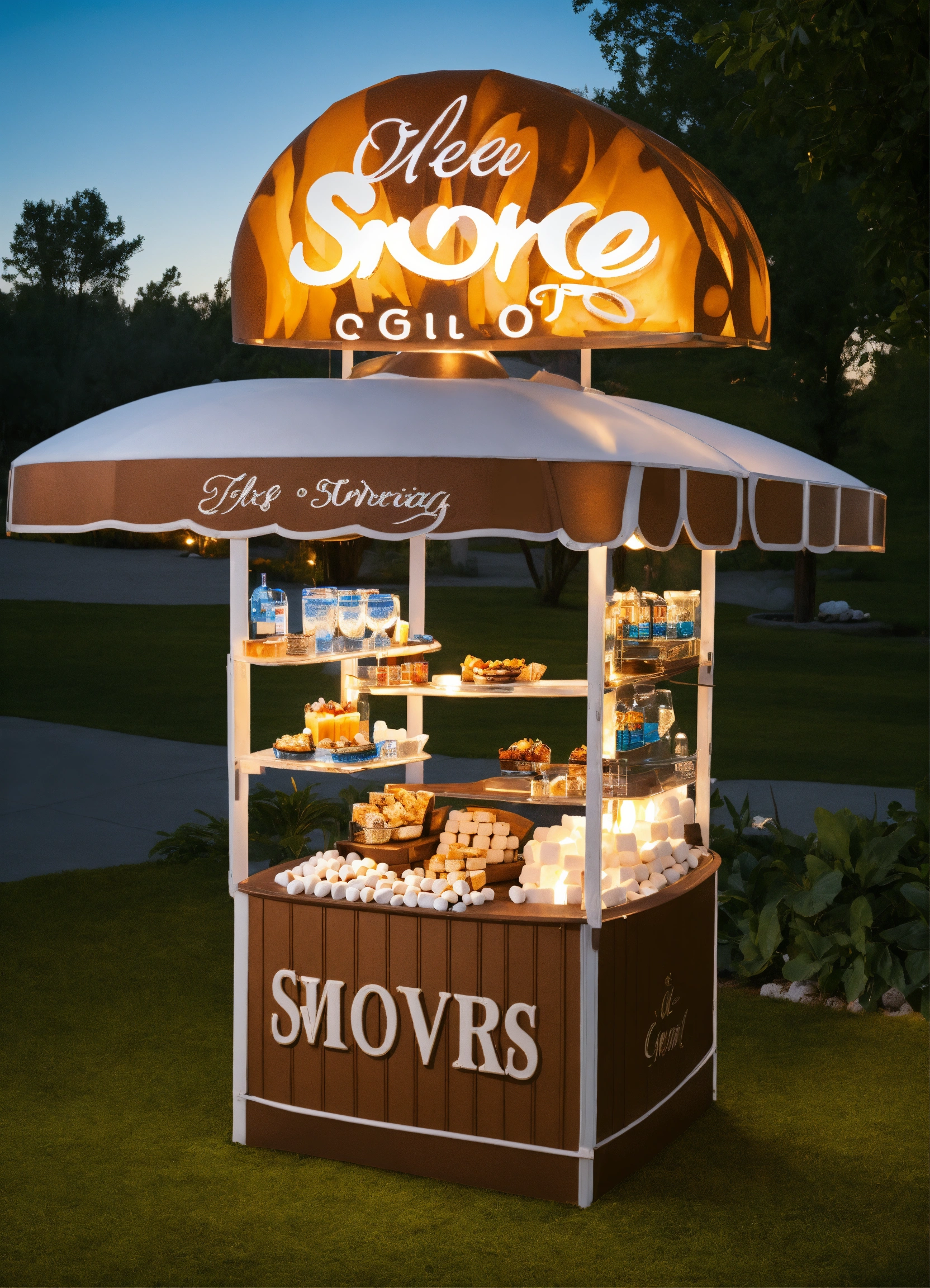 Lexica - Elegant ice igloo booth to sell smores outdoor 3d sign