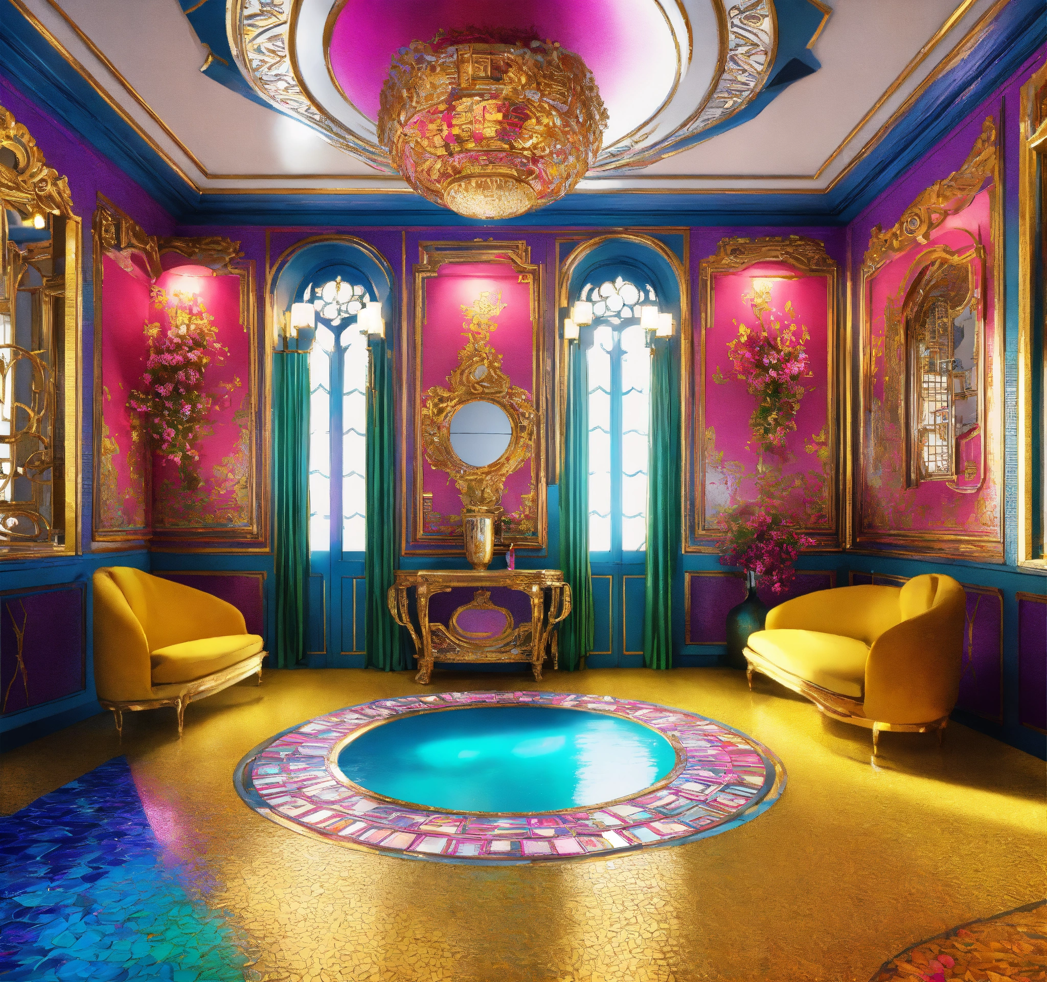 Lexica - Futuristic beautiful French mansion interior glamorous ...