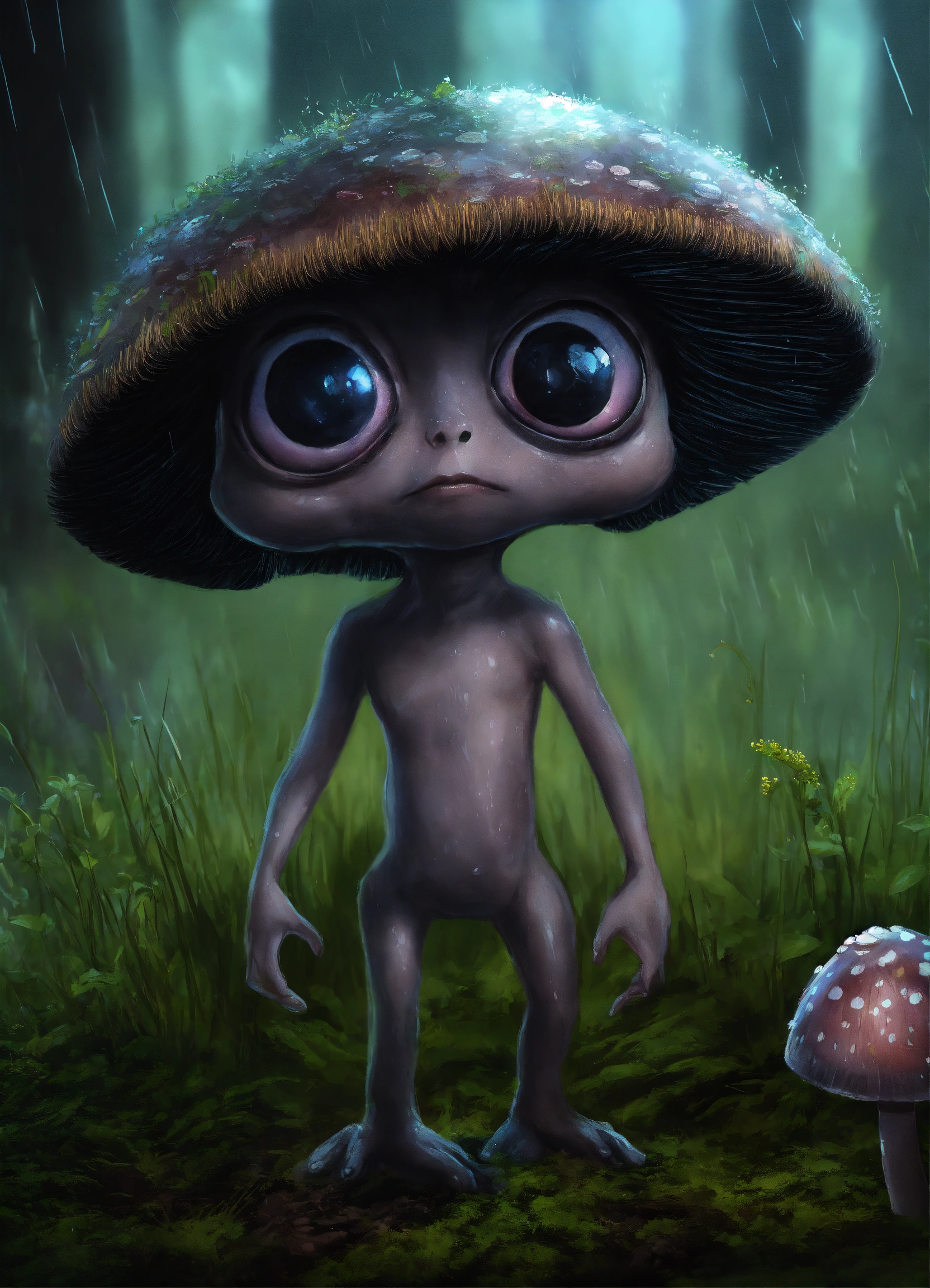 Lexica - A grey alien , big eyes blacks , like a forest dwarf ...