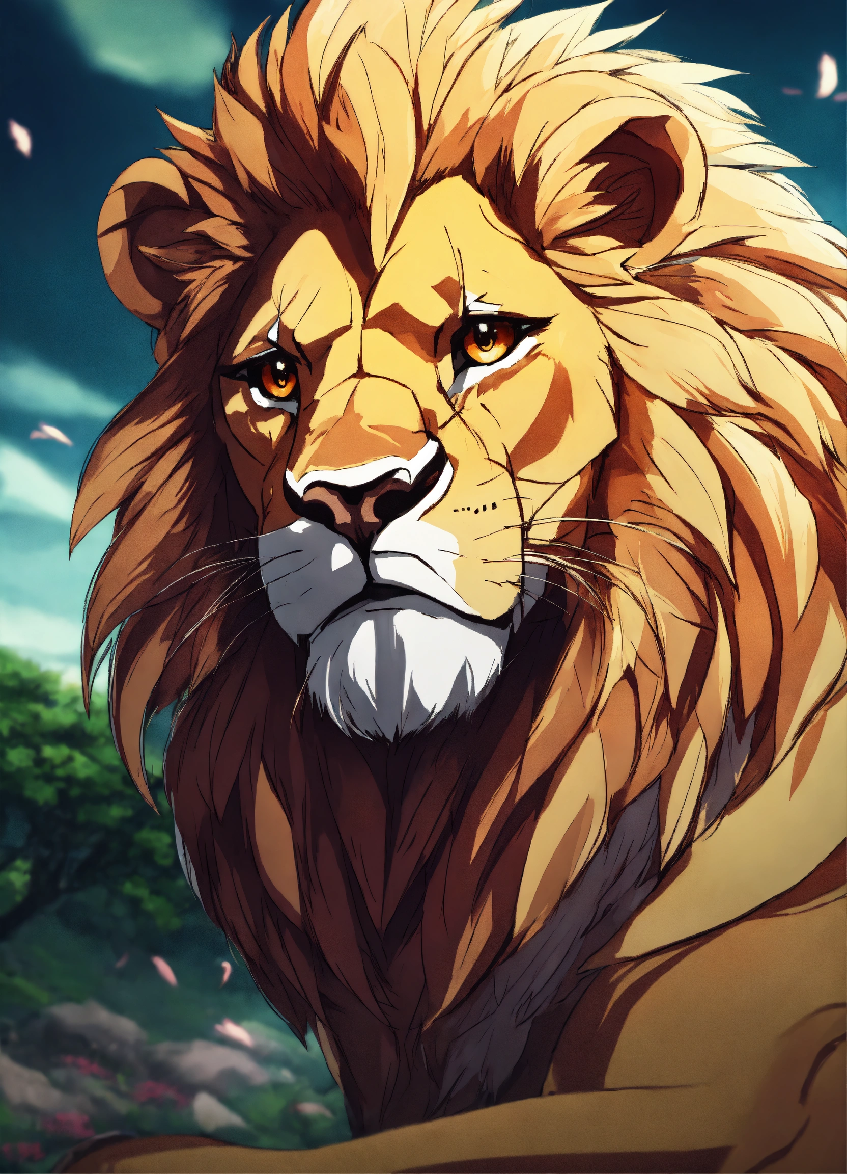Lexica - Fierce lion as anime