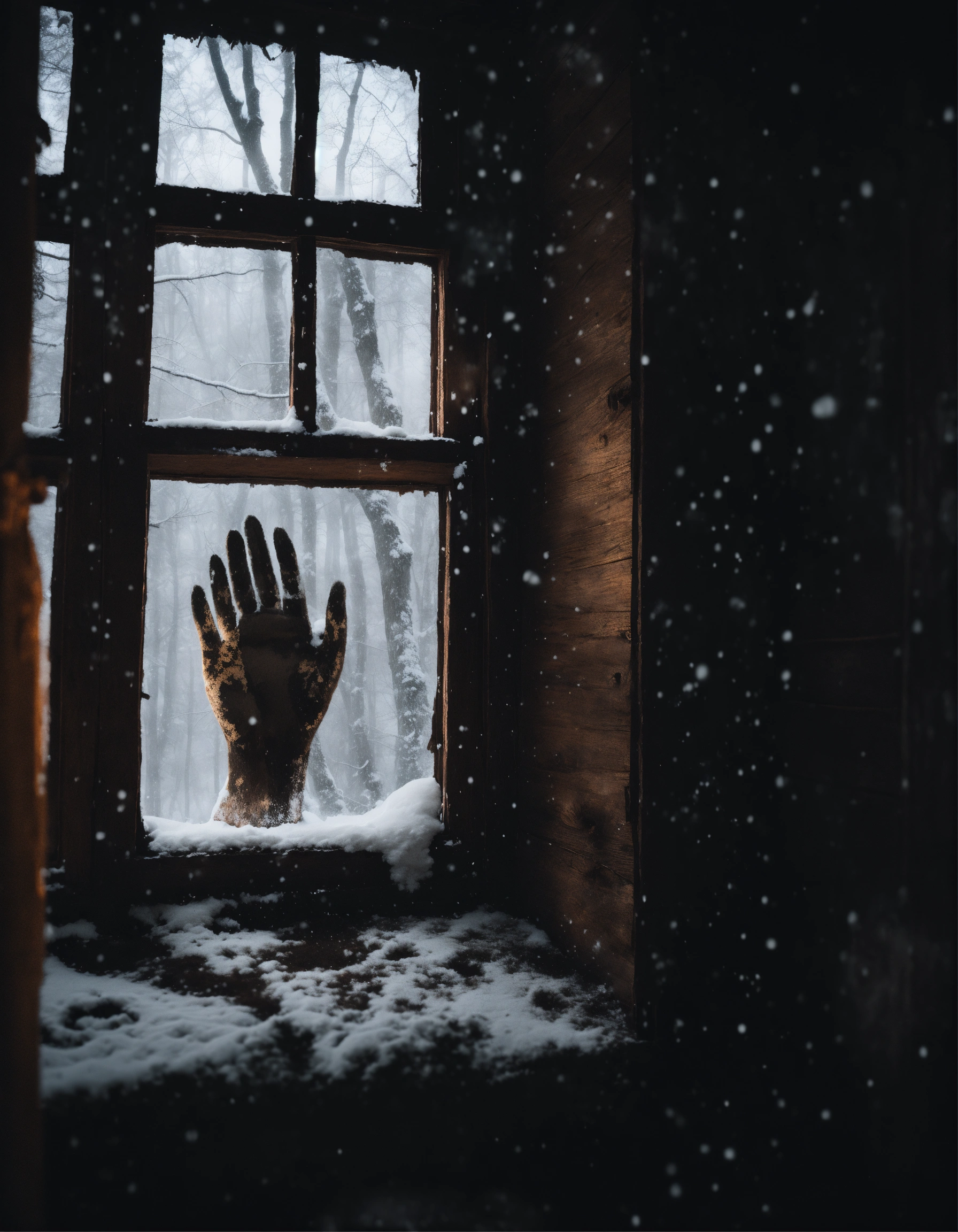 Lexica - Haunted ghost, scary, stalker, dark tones, misty forest, hands ...