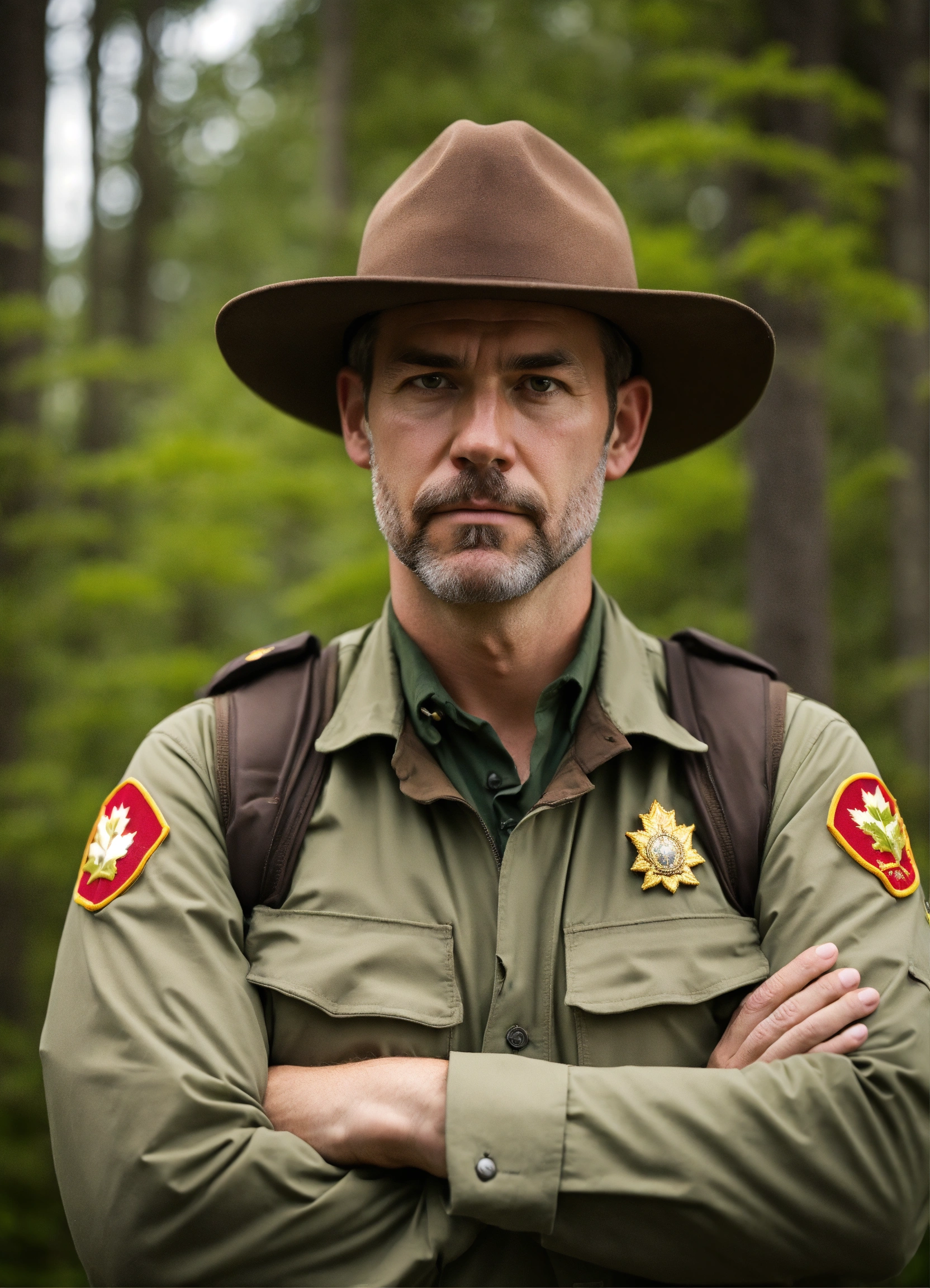 Lexica - Scared Canadian park ranger man, FRONT VIEW, casual clothes ...
