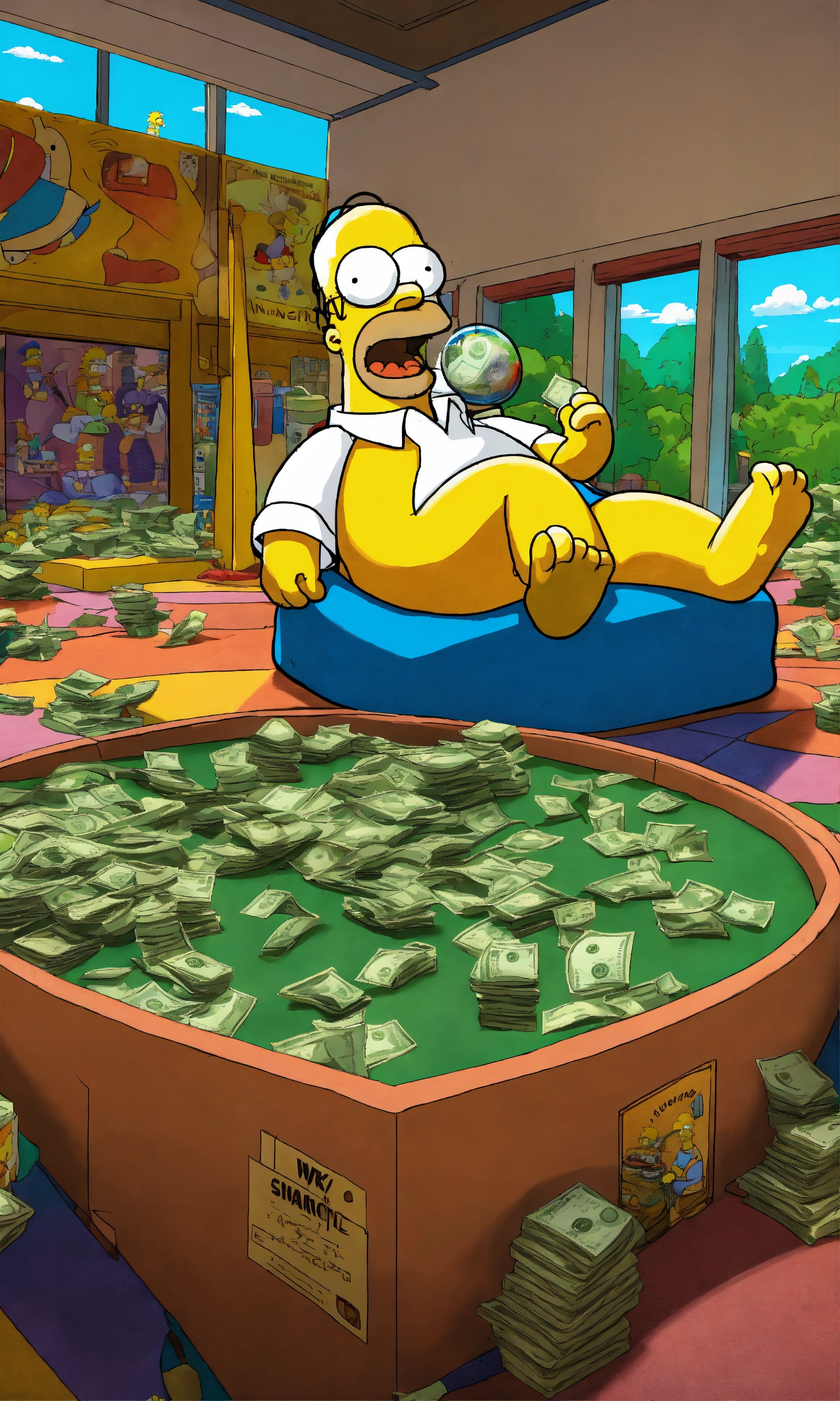 Lexica - The simpsons are the king of the world with a lot of money a ...