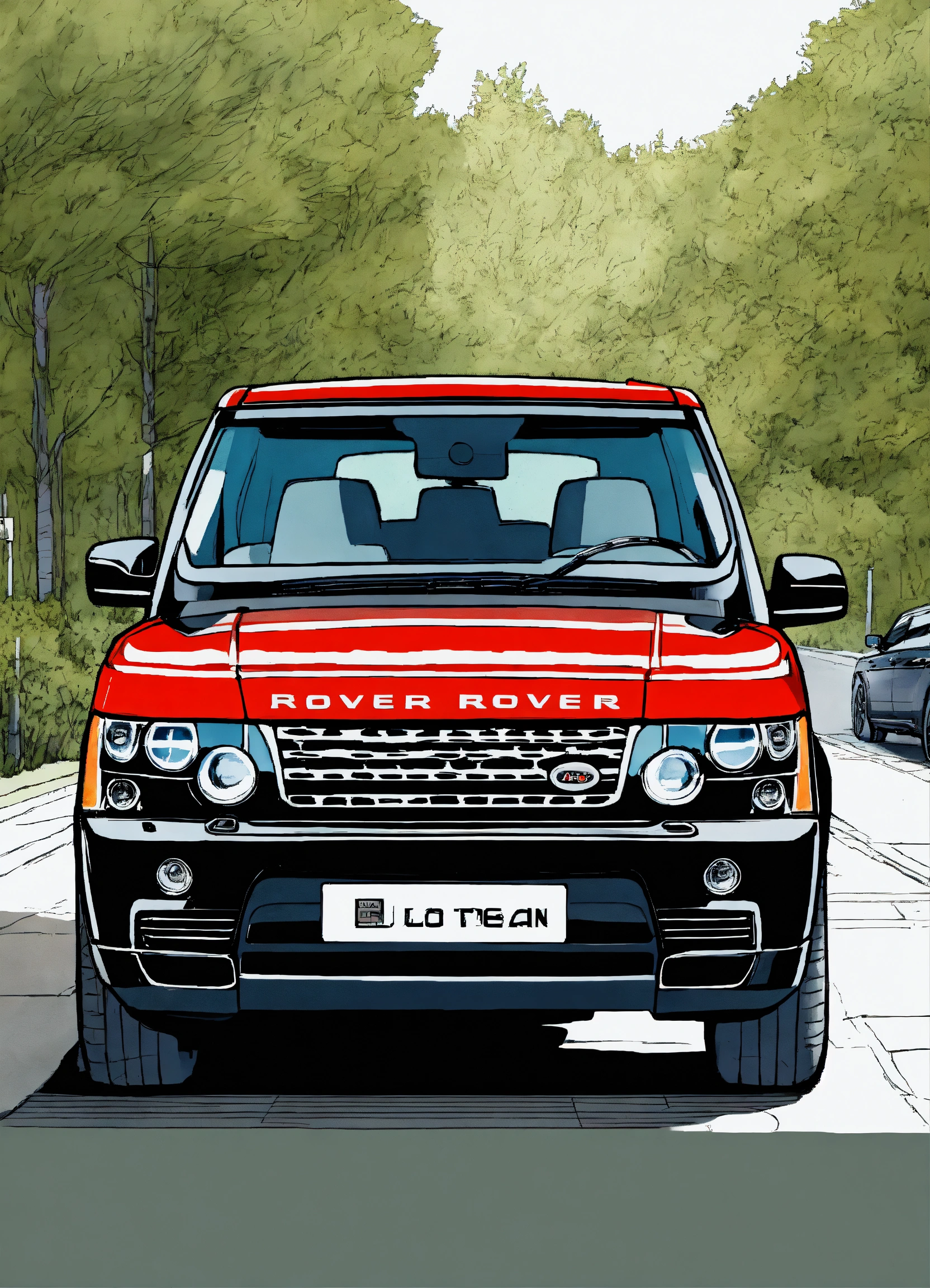 Lexica - Detailed pen and ink illustration of a modern Range Rover ...