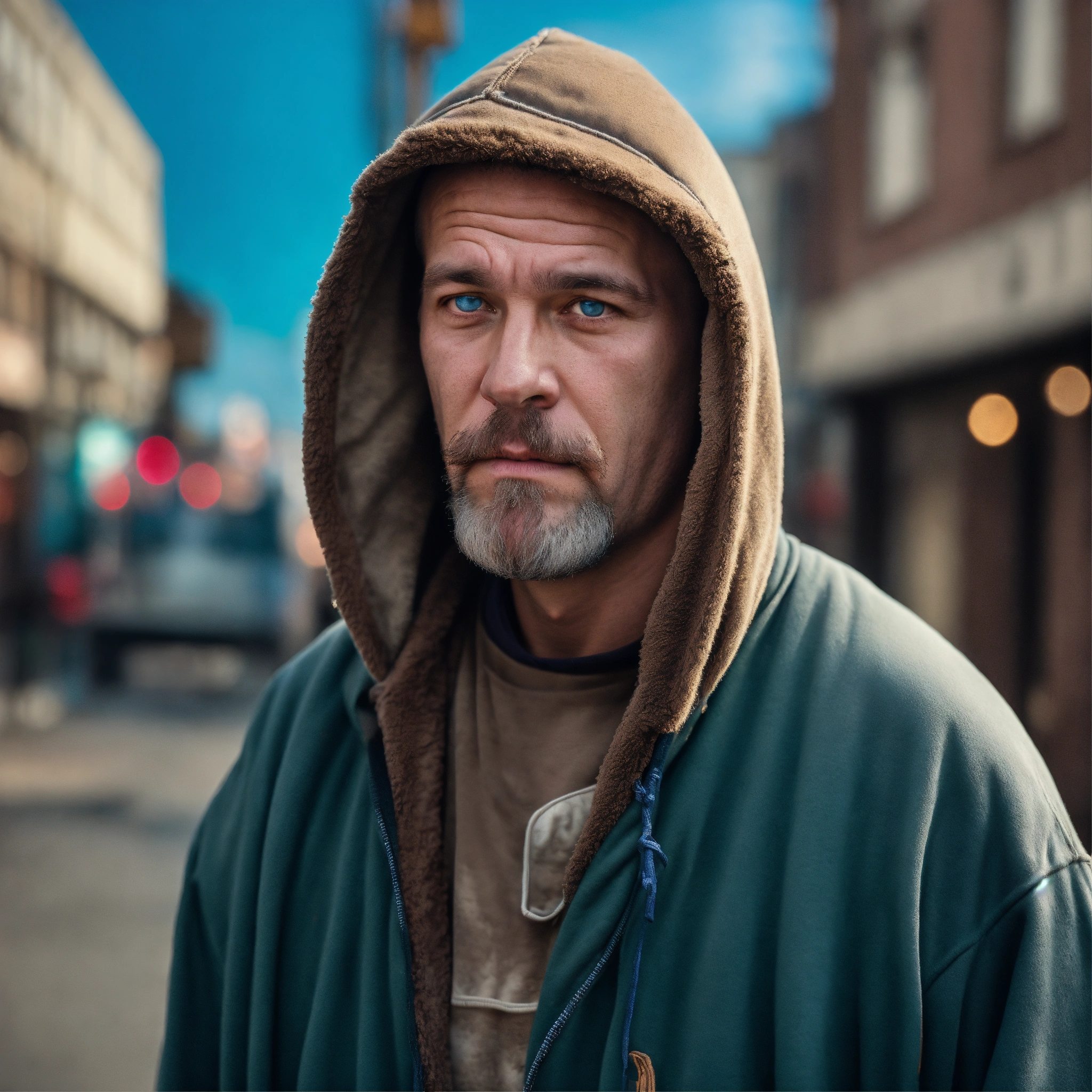 Lexica - A HOMELESS HUGE MAN WITH A HUGE LUMPY BALD HEAD, A TINY GOATEE ...