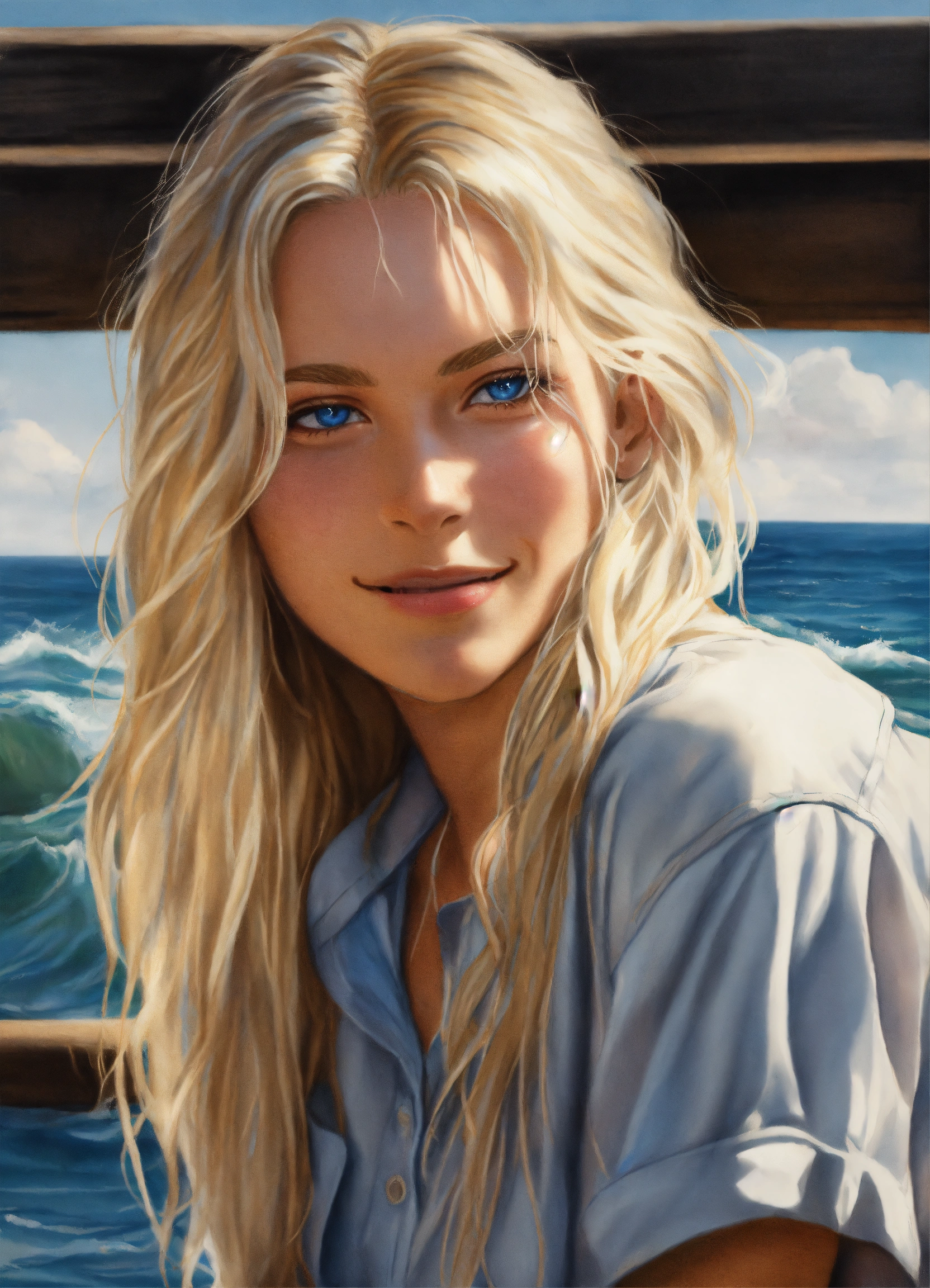 Lexica - Photorealistic drawing, platinum blond girl, long disheveled ...