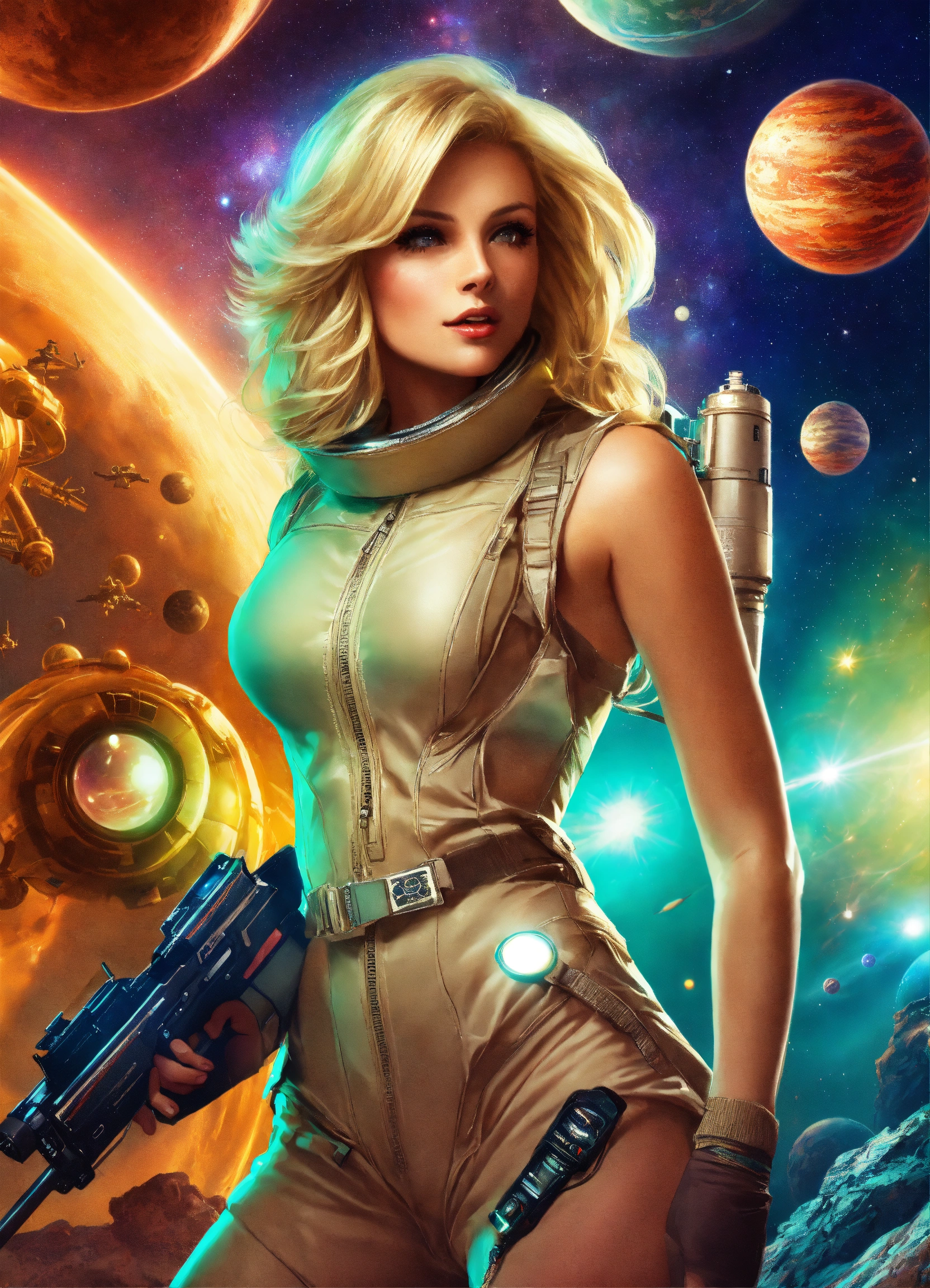 Lexica - Photo, glamour photo, sci-fi, blonde, long hair, real, flirtatious, bombshell, bimbo ...