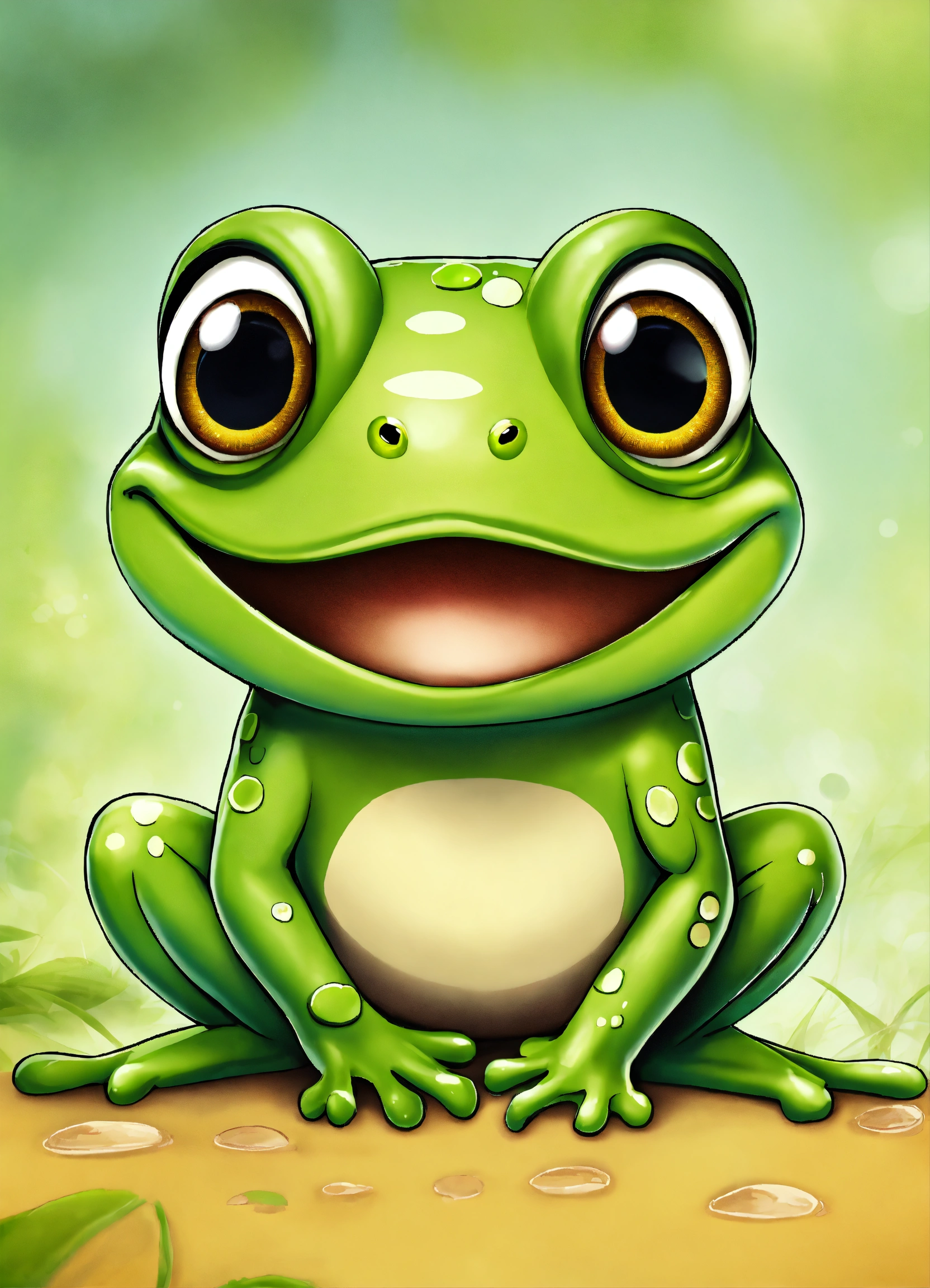 Lexica - A happy frog with text on top saying "yay", cute style, word ...