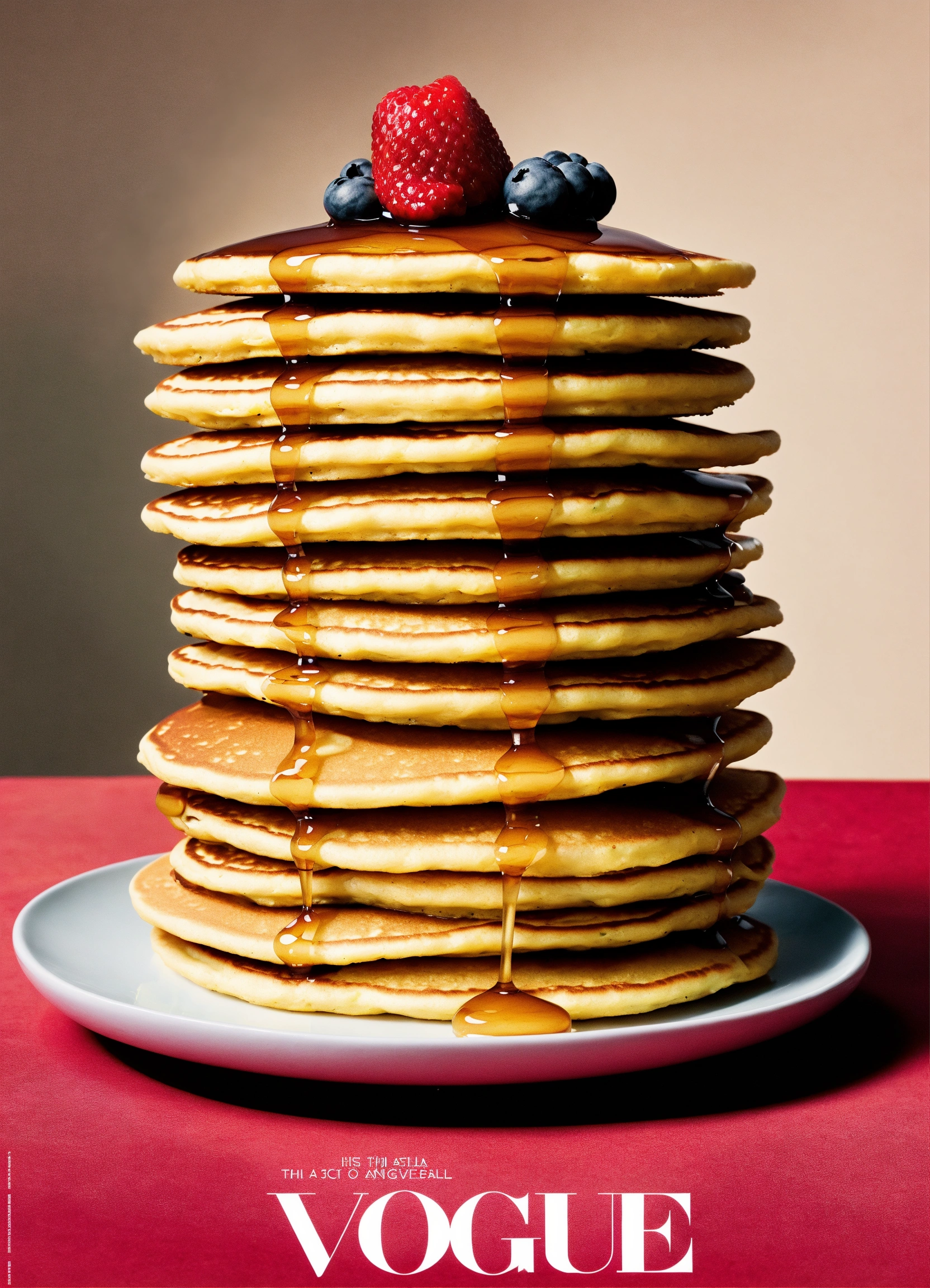 Lexica - A stack of pancakes on the cover of Vogue