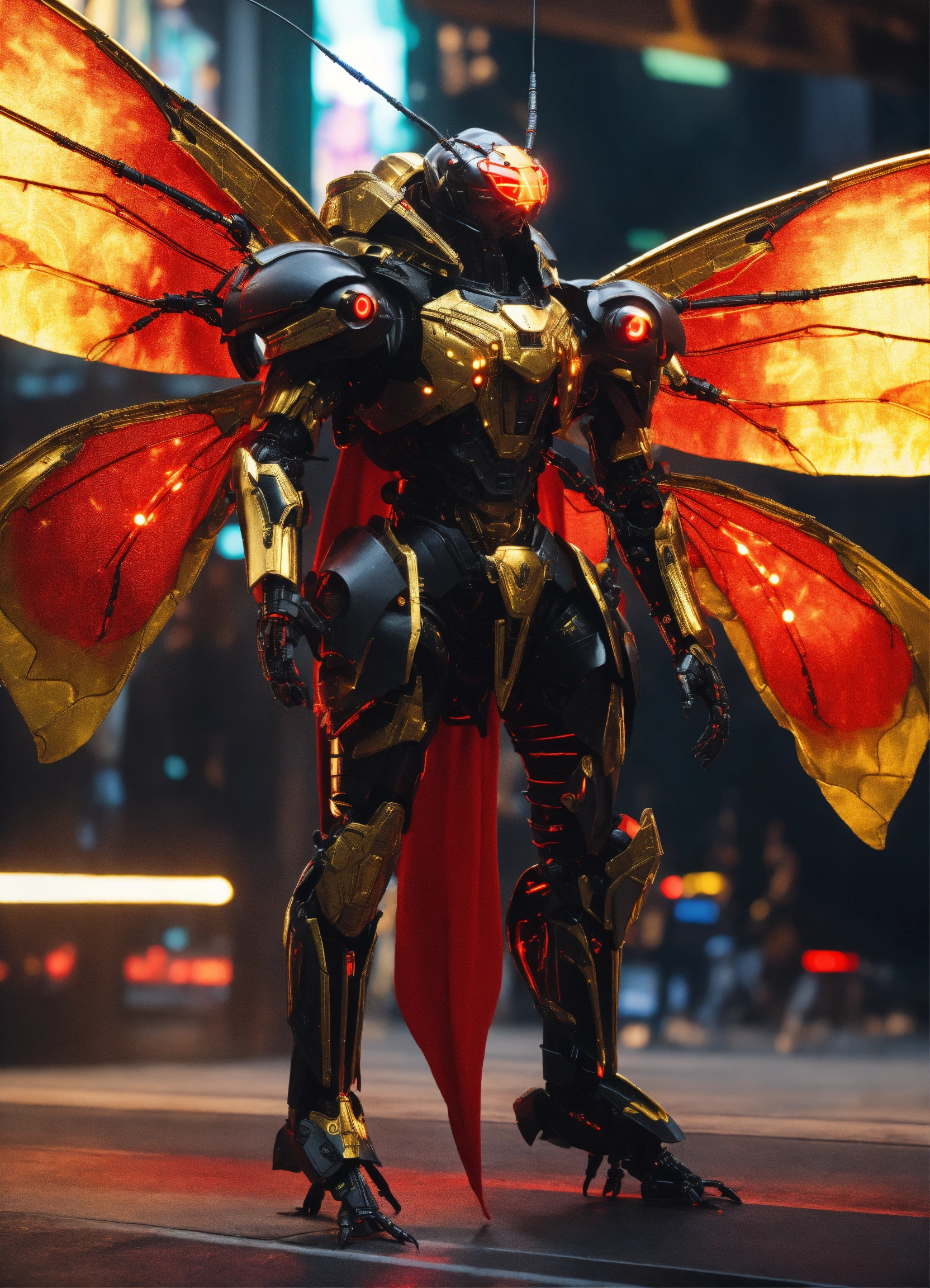 Lexica - Close up of black cockroach faced humanoid with red glowing ...