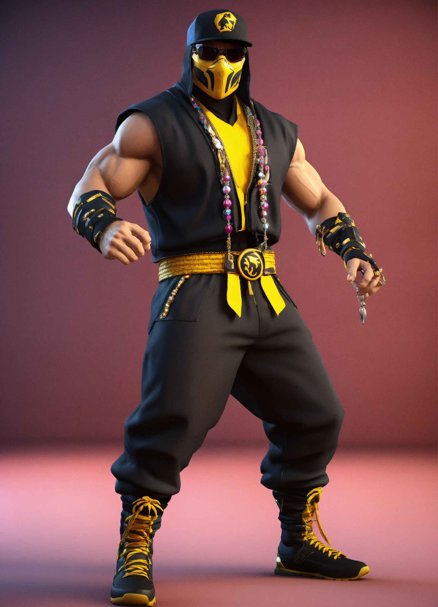 Lexica - 3D model, Scorpion from mortal kombat in trendy hip-hop attire ...