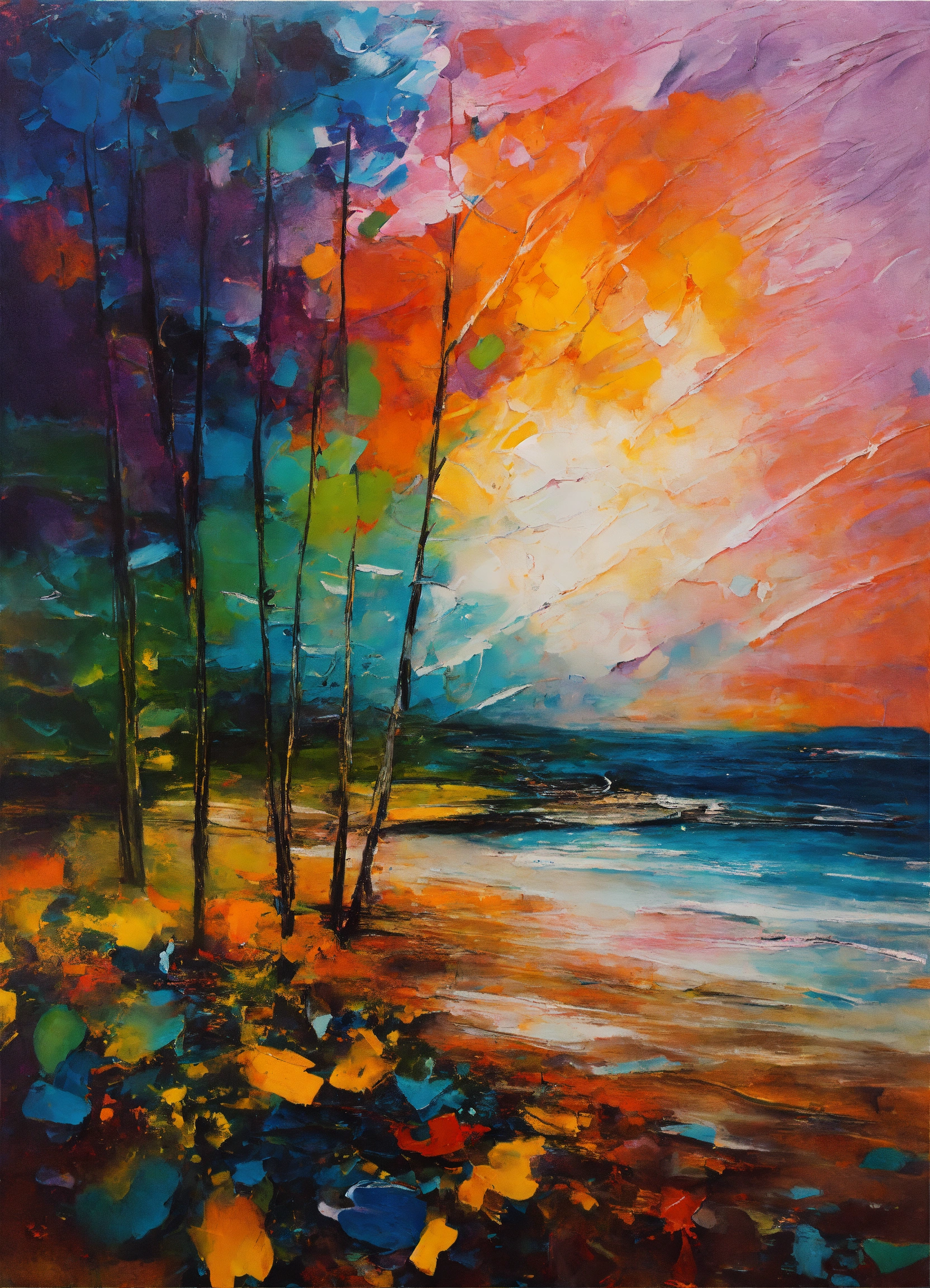 Lexica - Draw an abstract art painting, mixing acrylics, palette knife ...