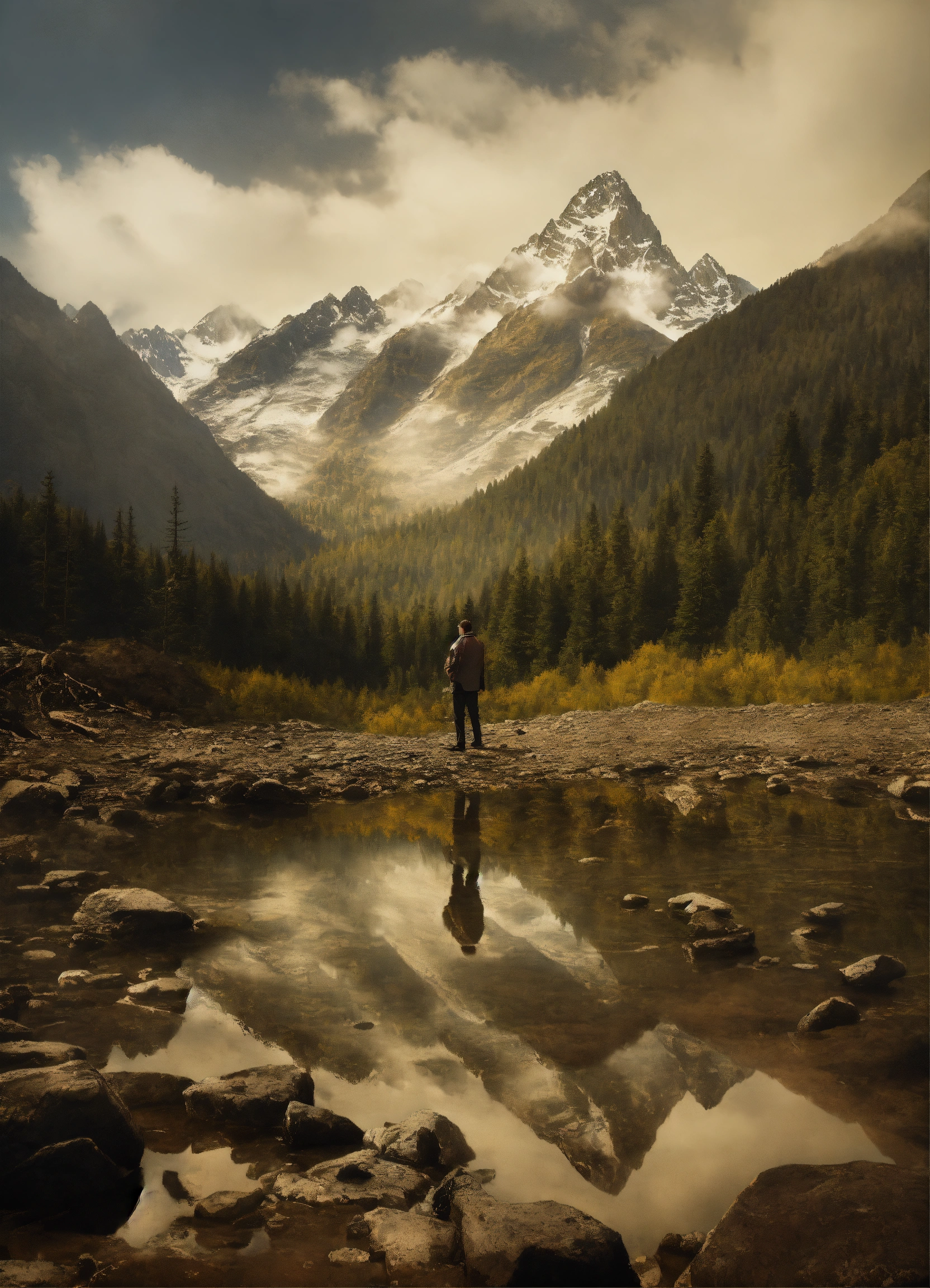 Lexica - Double Exposure Man and Mountain Echoes, Whispered Features, Land's Legacy, integrating ...