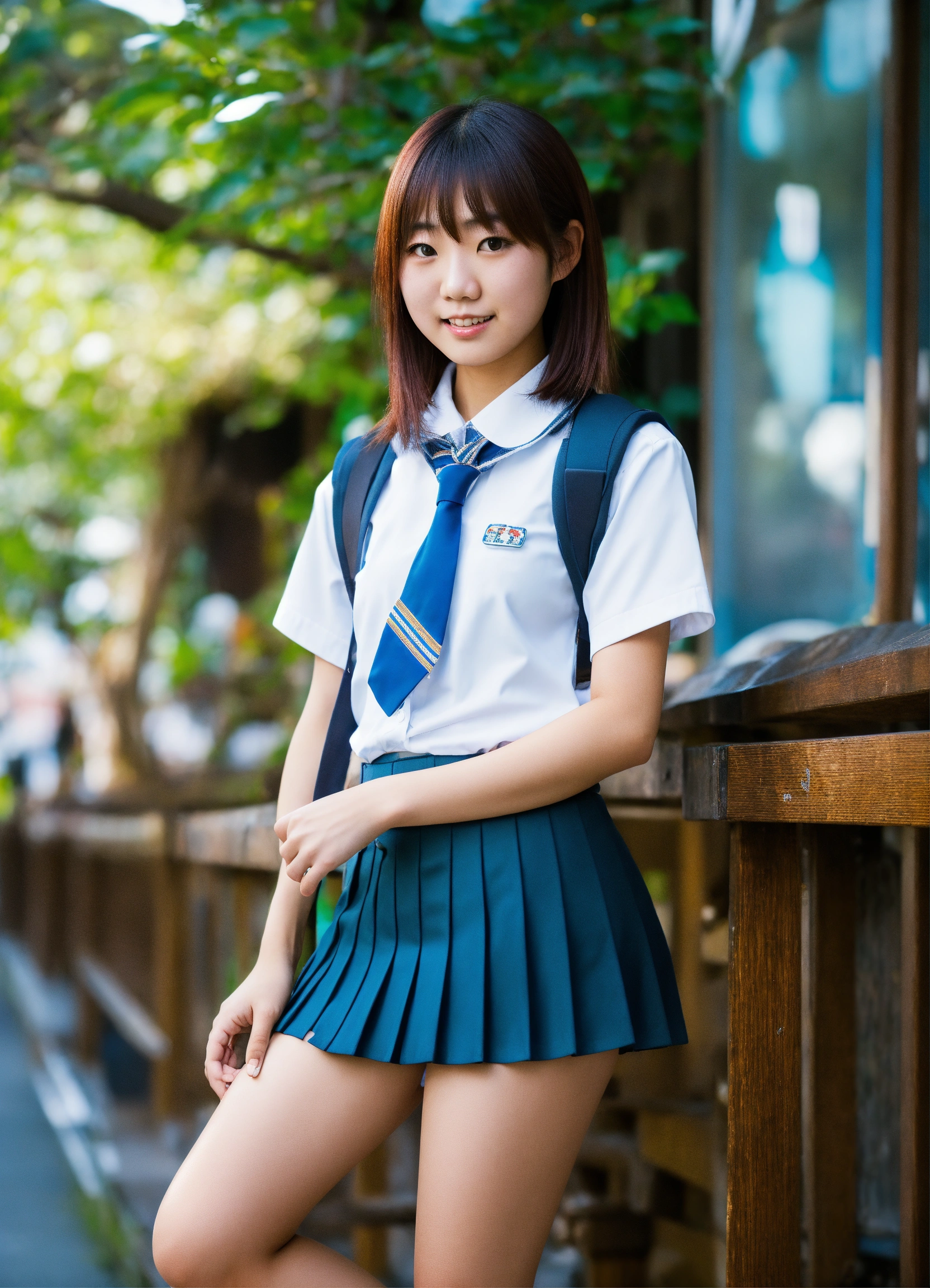 Lexica - Japanese Girl in shiny school uniform with miniskirt