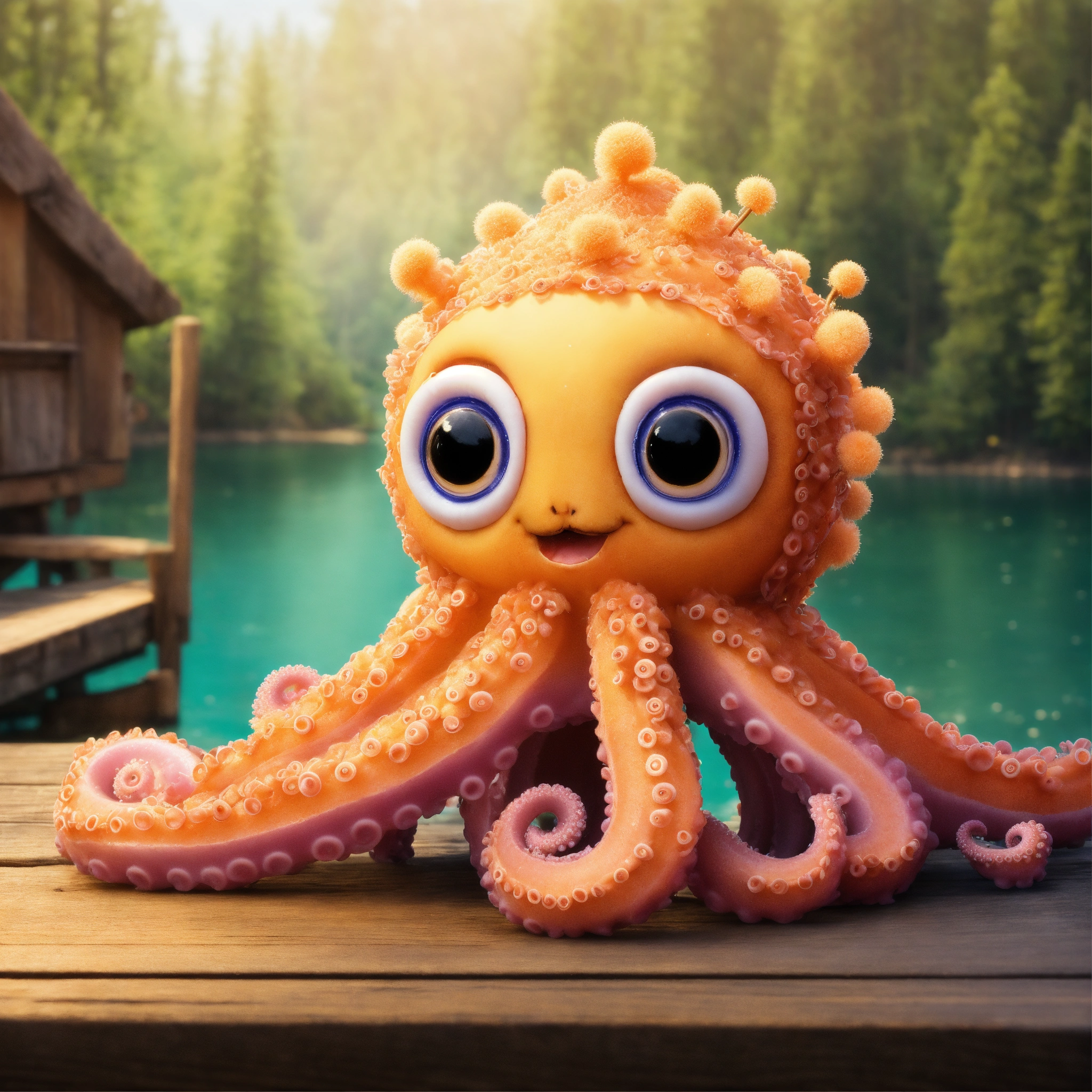 Lexica - Fluffy fairy cute octopus with fur in the style of cartoon ...