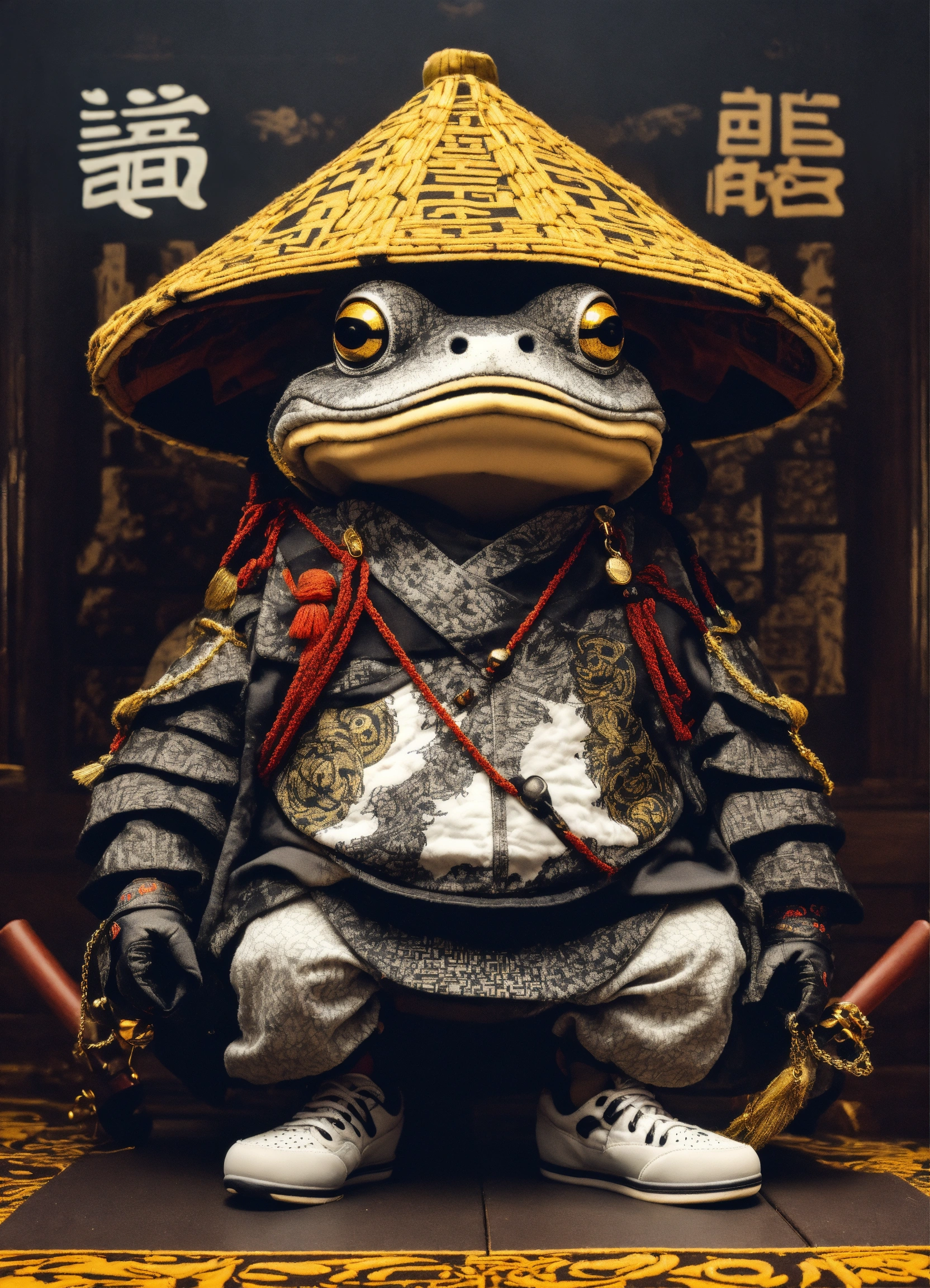 Lexica - A toad made out of a 3d black and white optical illusion, ying ...