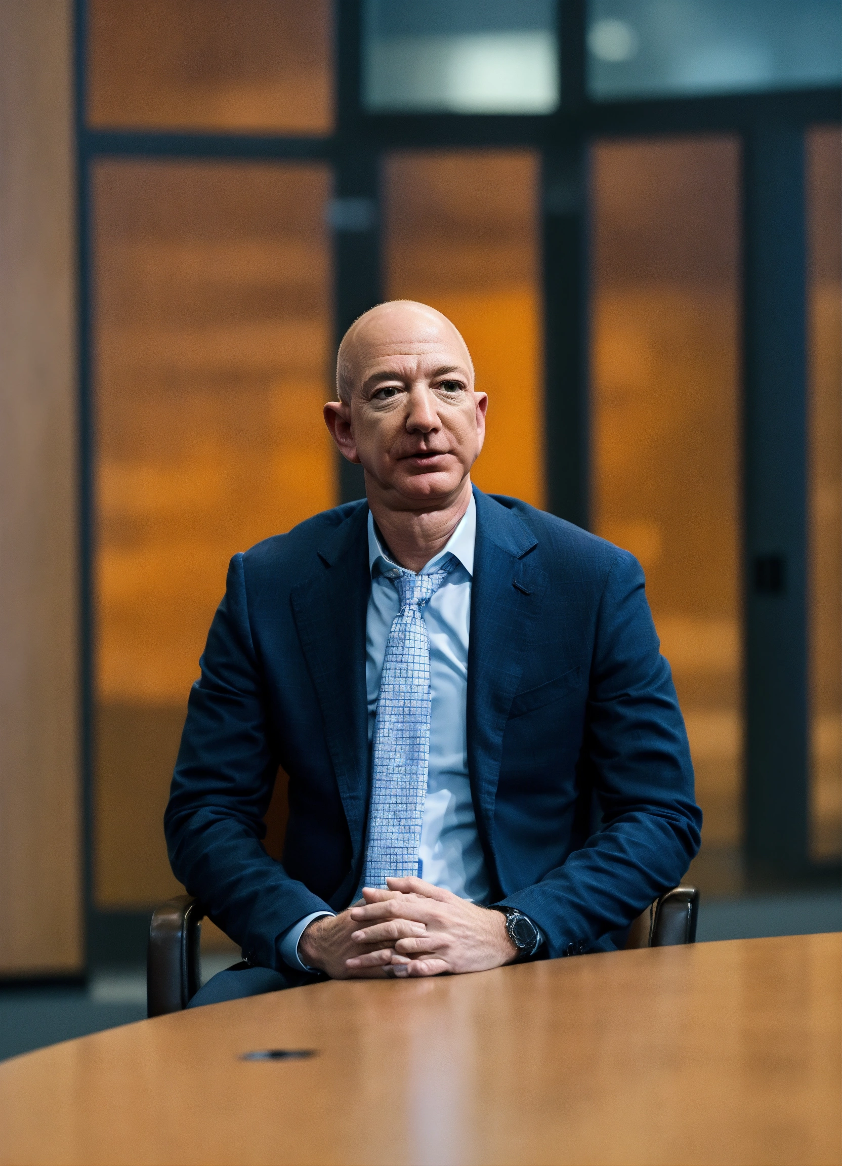 Lexica - Jeff bezos in conference room in front of Amazon building