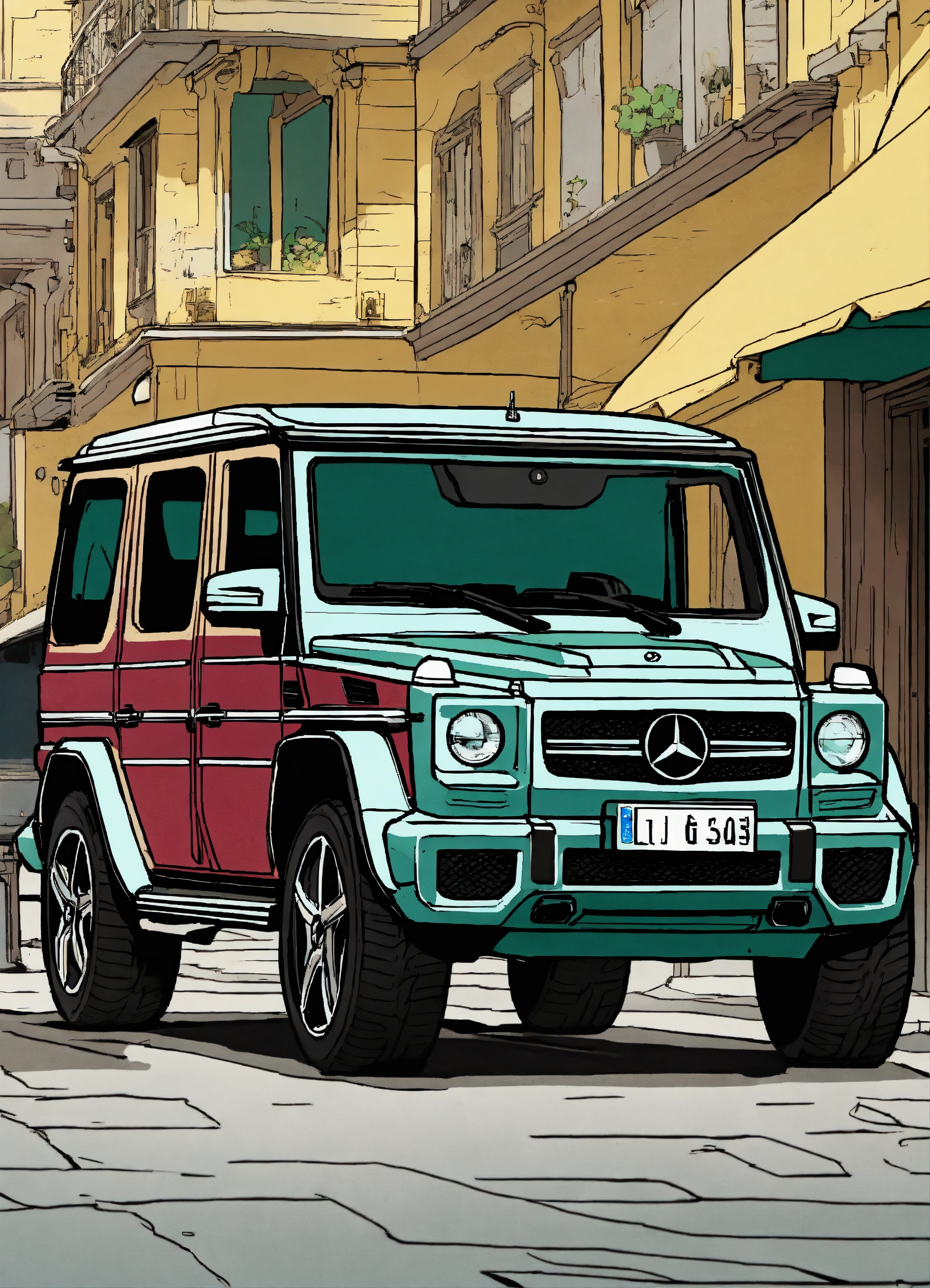 Lexica - Detailed pen and ink illustration of Mercedes-Benz G-Class, to ...