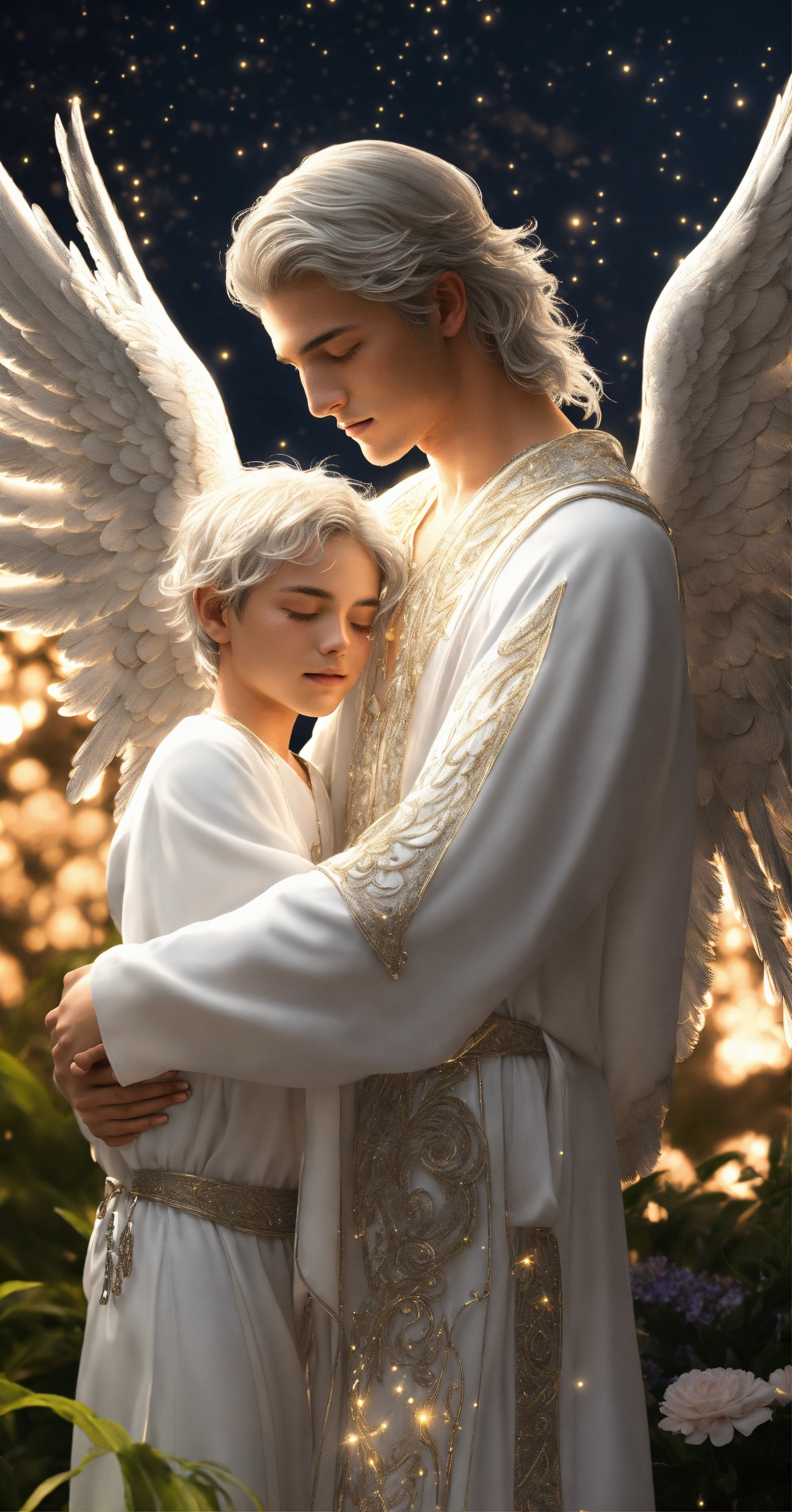 Lexica - 2 male guardian angels with detailed and luminous white angel ...