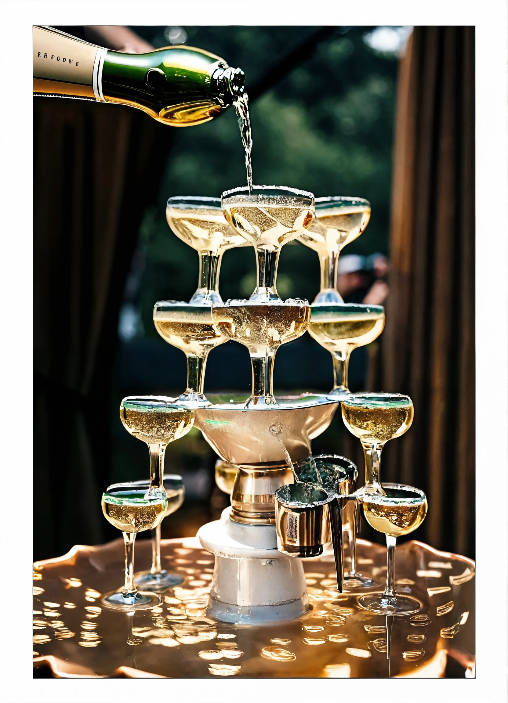 Lexica - A champagne fountain at a wedding several glasses of champagne ...