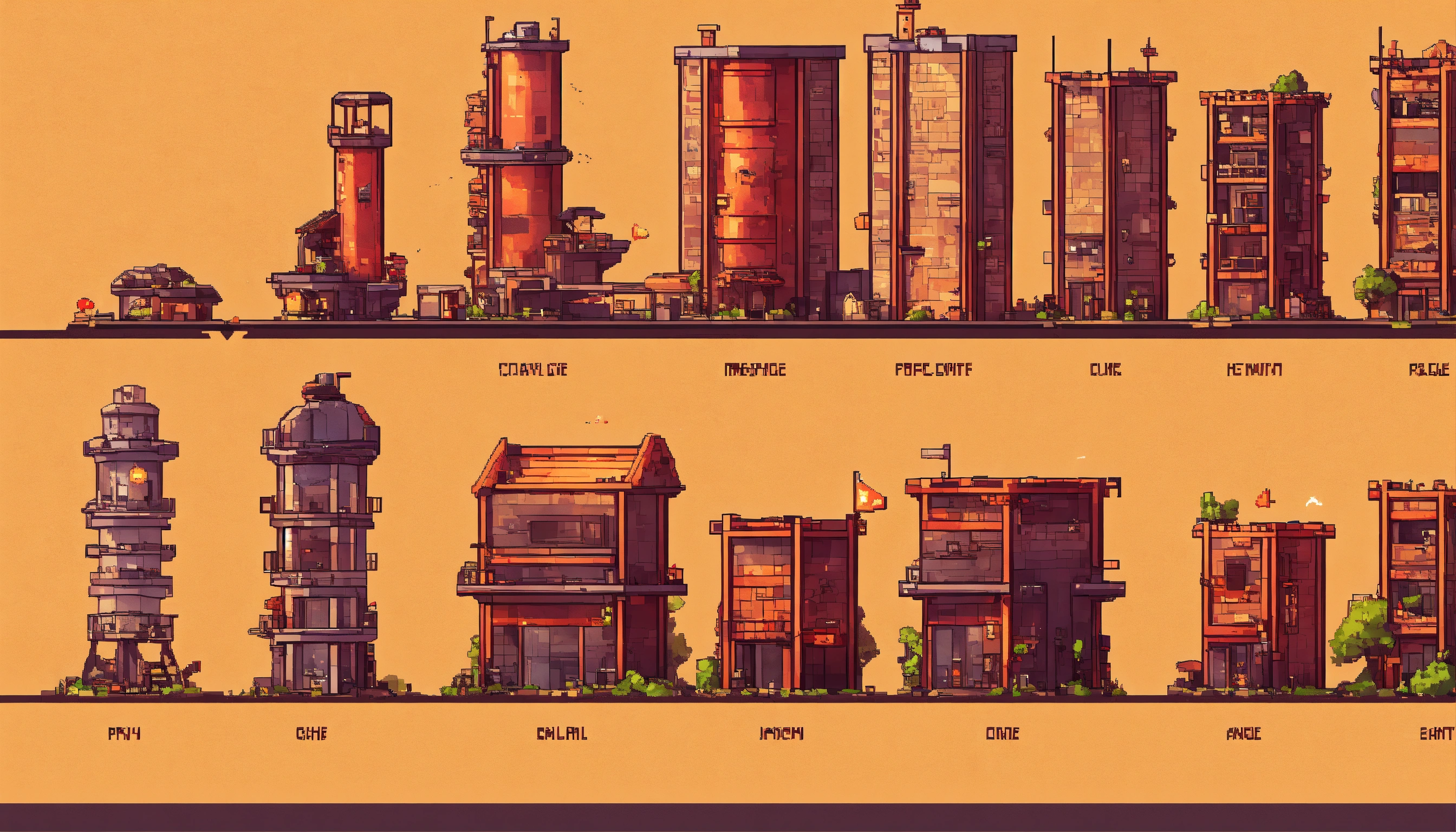 Lexica - Simple clean blocky 2d isometric pixel concept sprites of an ...