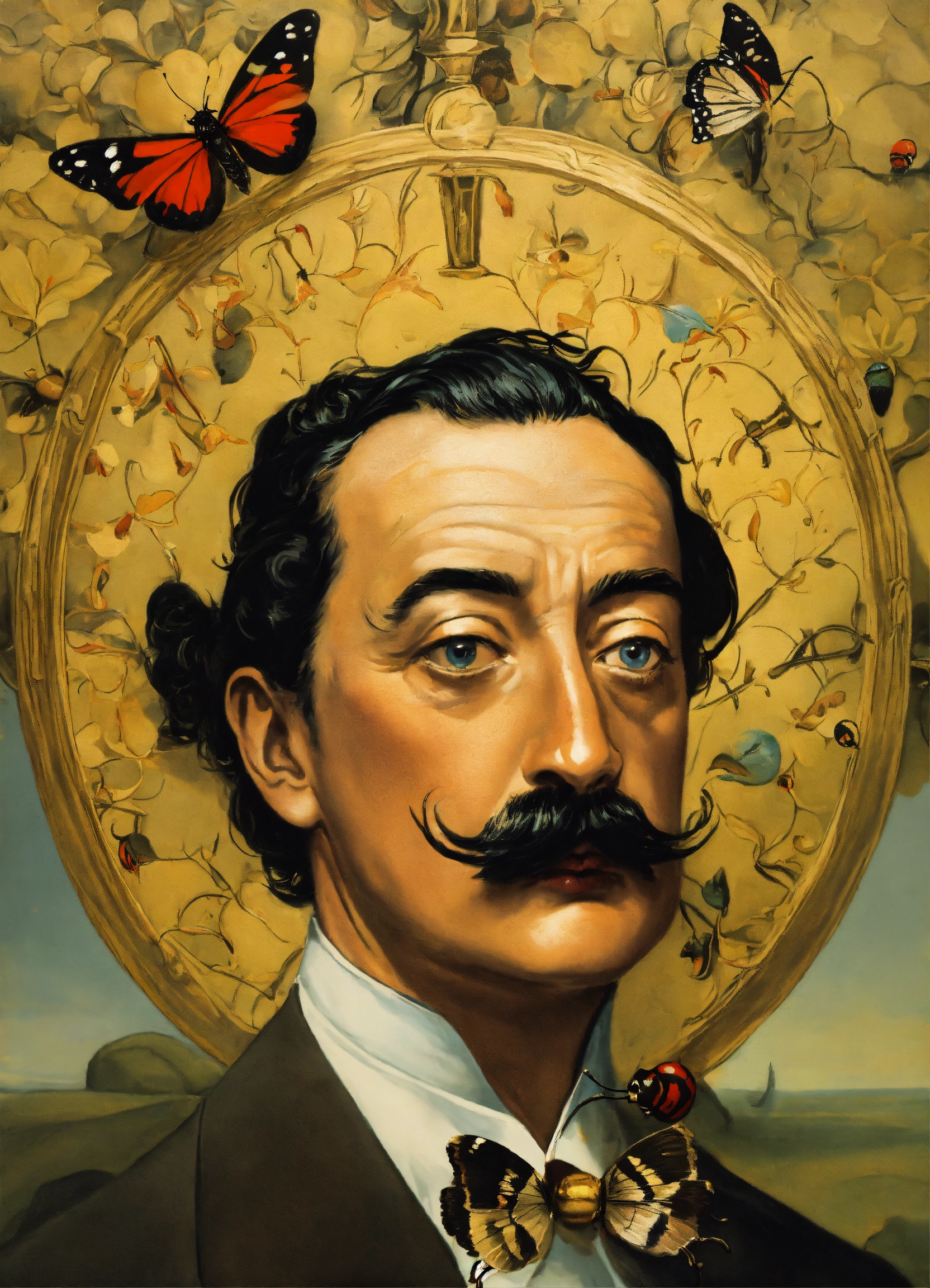Lexica - Une coccinelle grimpe sur la moustache de Salvador Dali