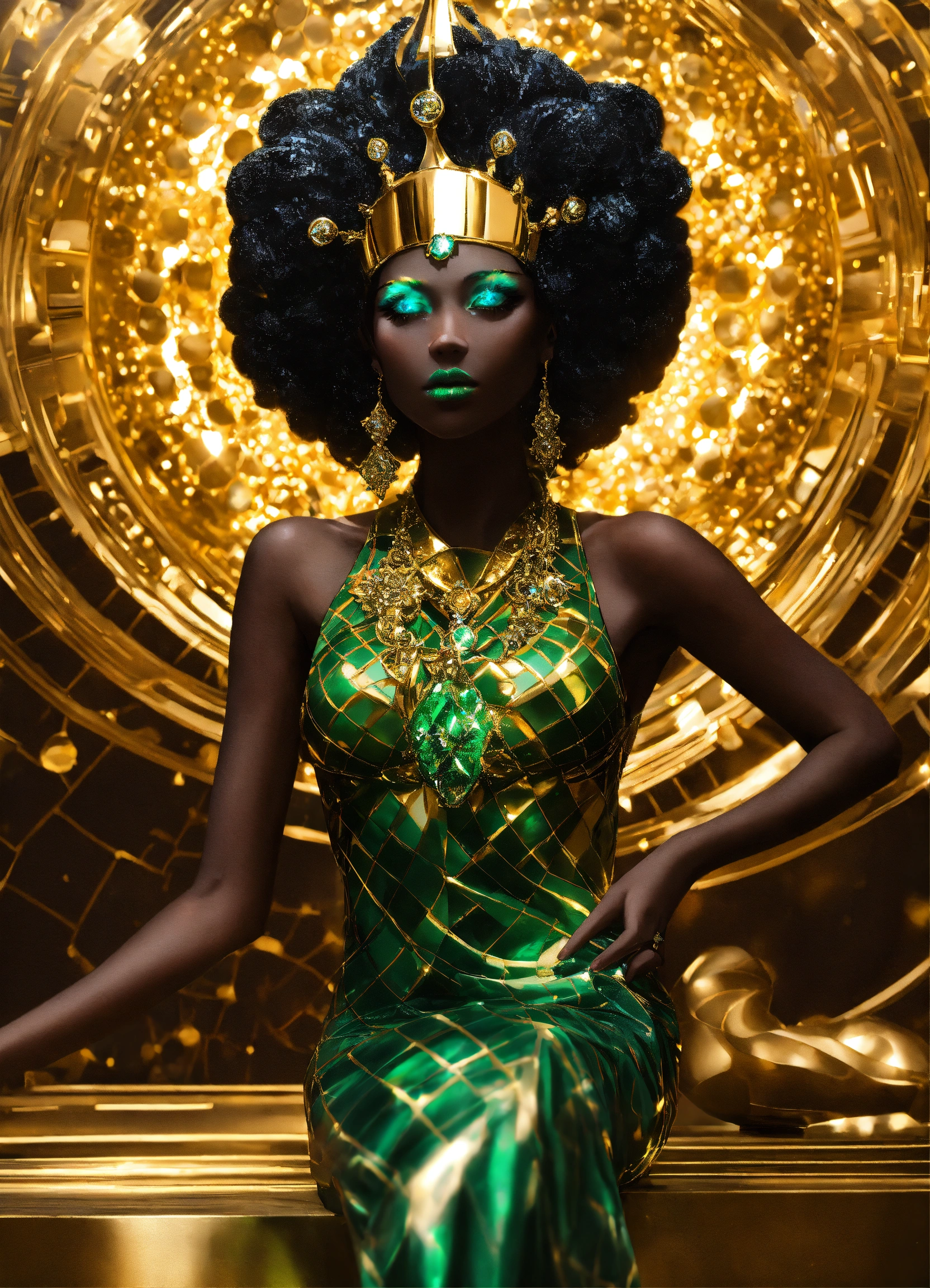 Lexica - Minimalism. Black Solar Queen with long oversized green ...
