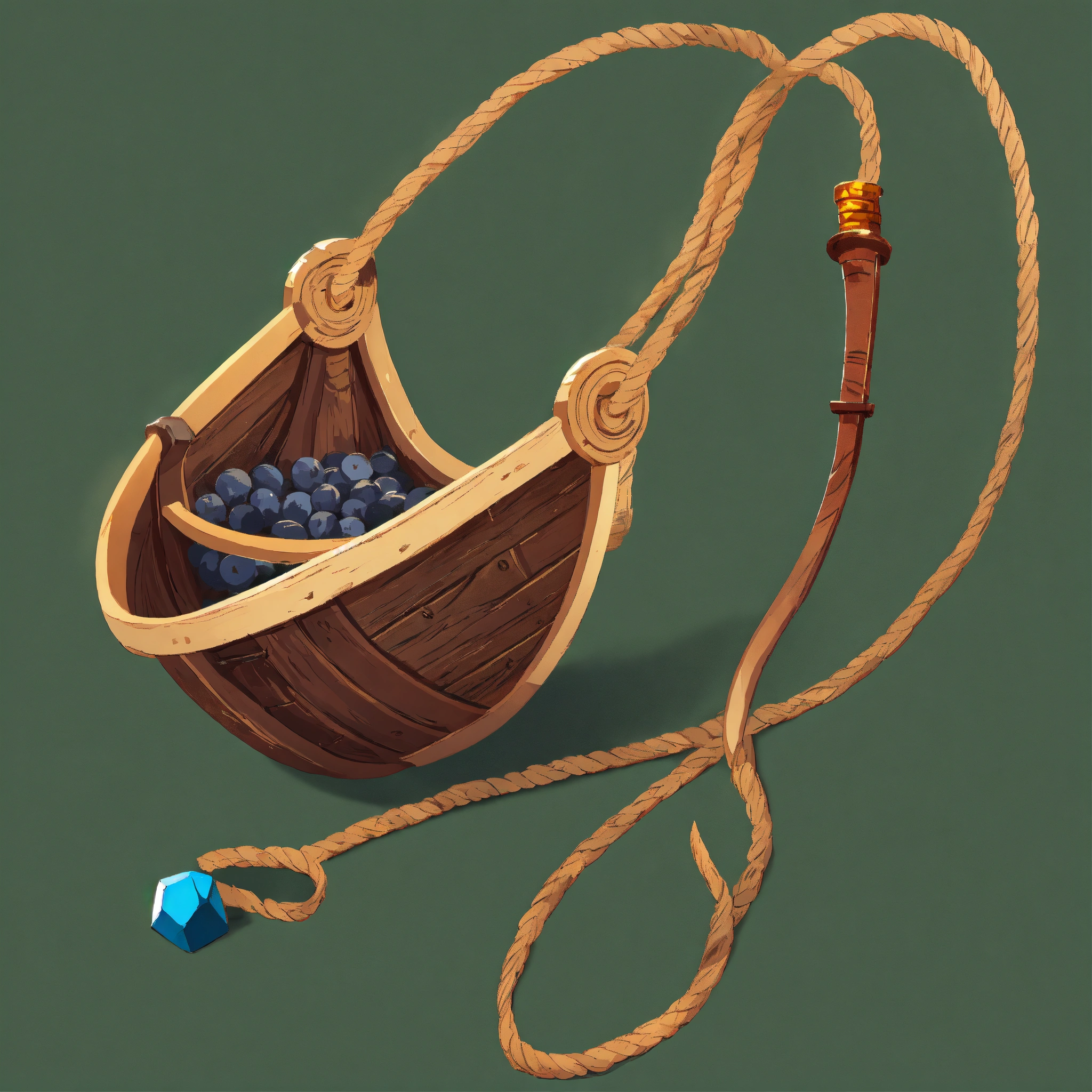 Lexica - Simple wooden sling, weapon, game icon, stylized, simple design, digital art