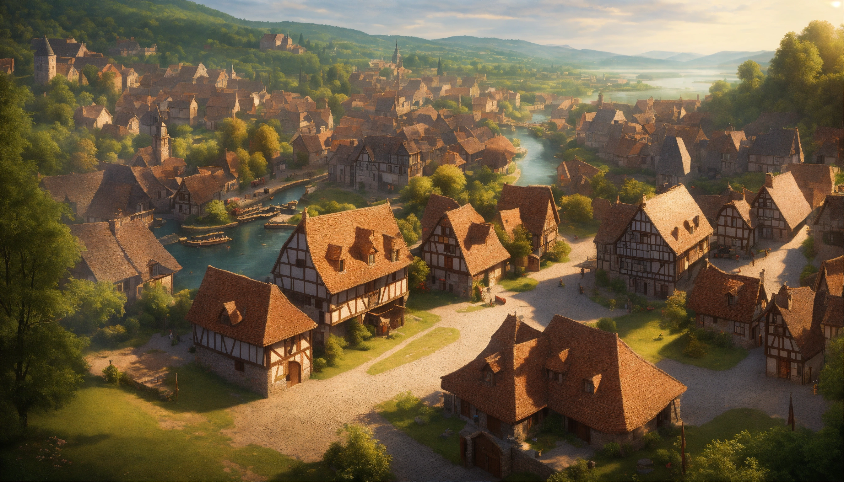 Lexica - Highly realistic, photography, Bird's eye view of a medieval ...